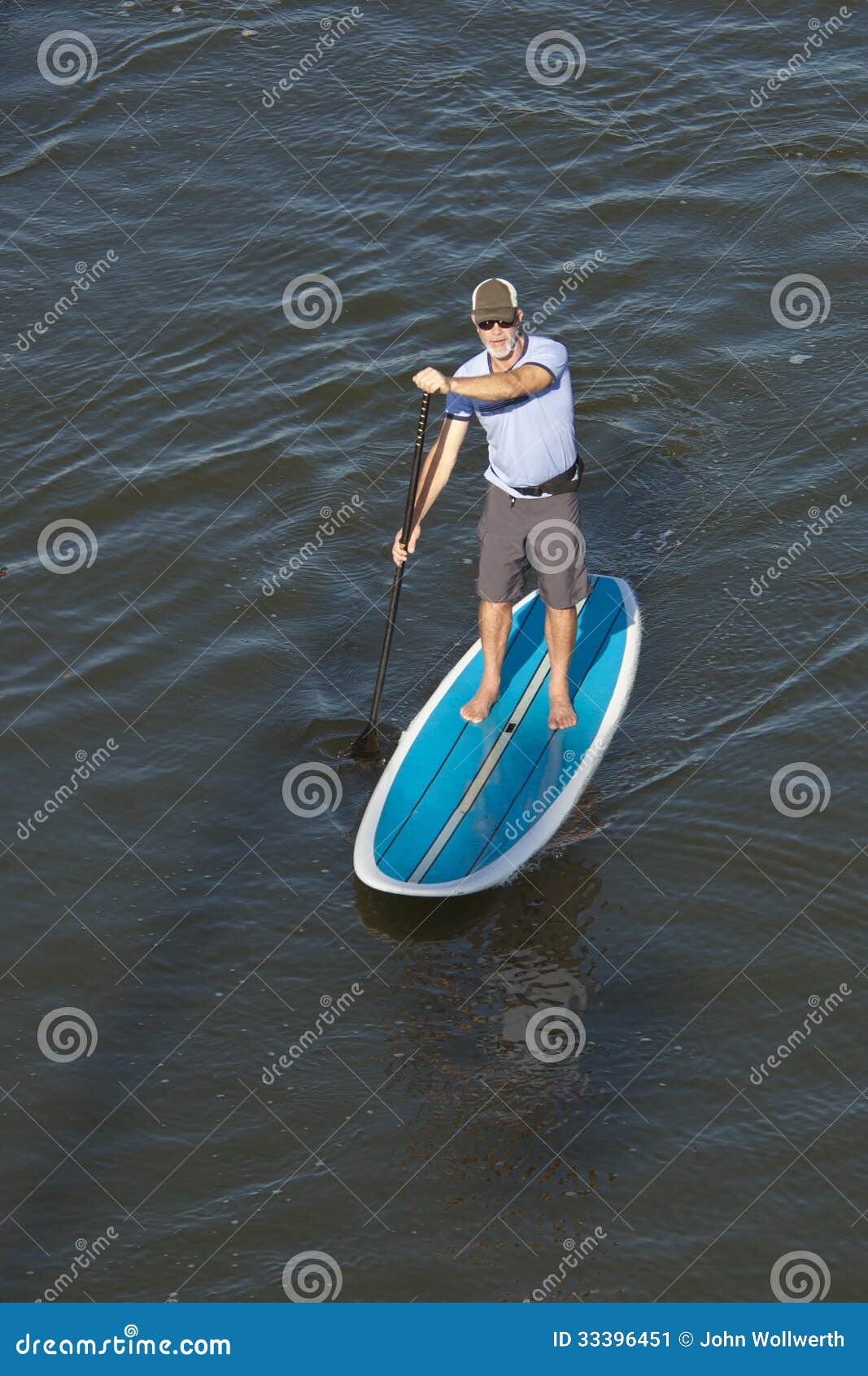 Man Paddleboarding, Overhead Shot Stock Image - Image of people, stand ...