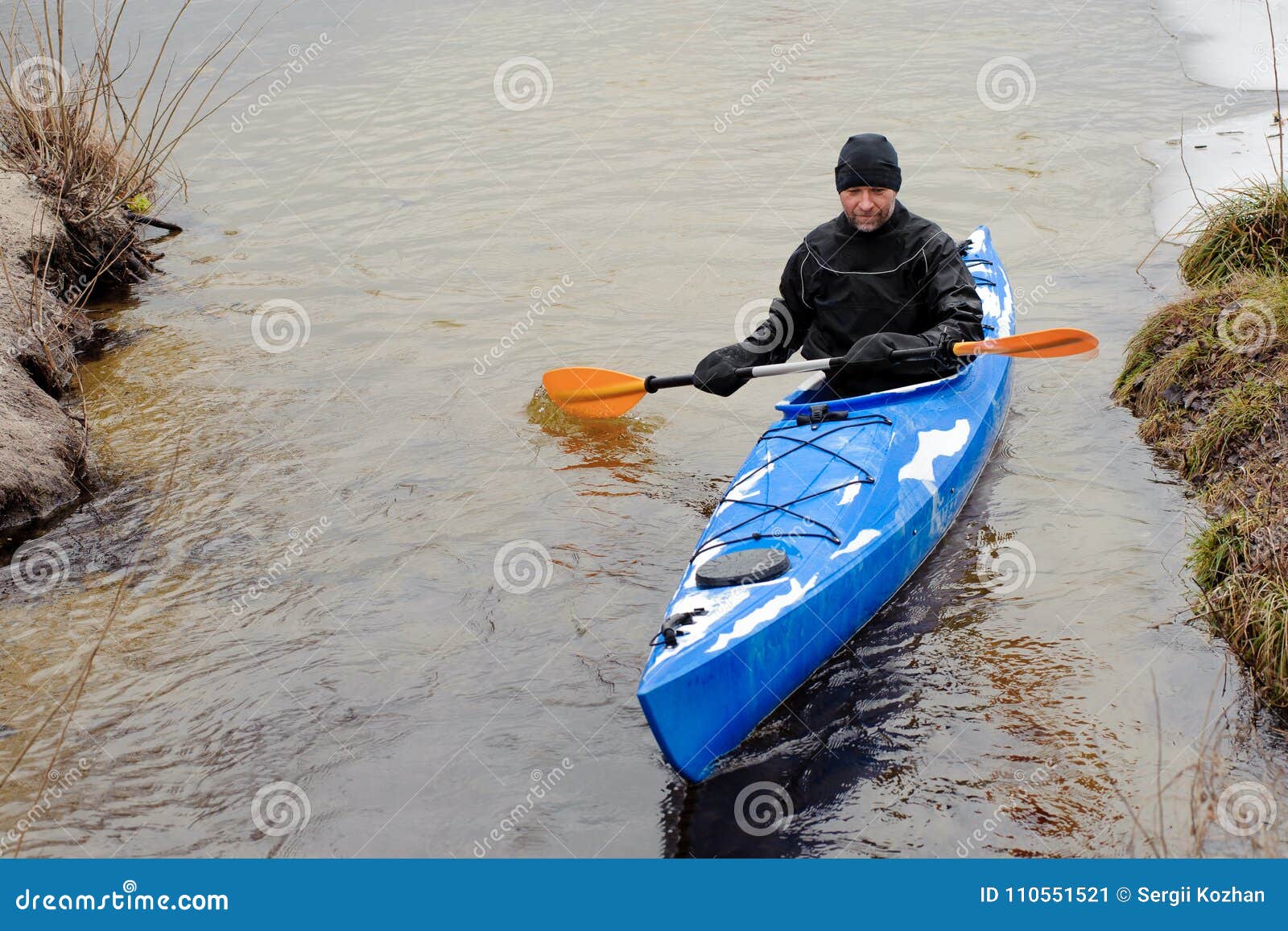 Kayaking on the River, Back View Stock Image - Image of hobby, lake ...