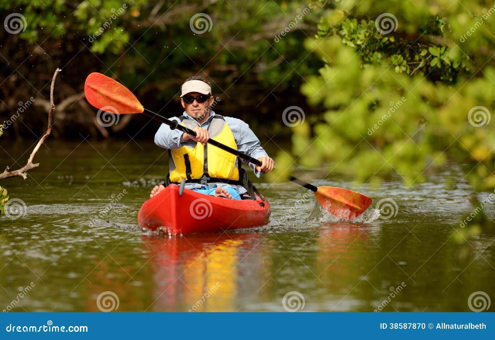 Man Paddling in a Kayak in Florida Stock Photo - Image of outdoors ...