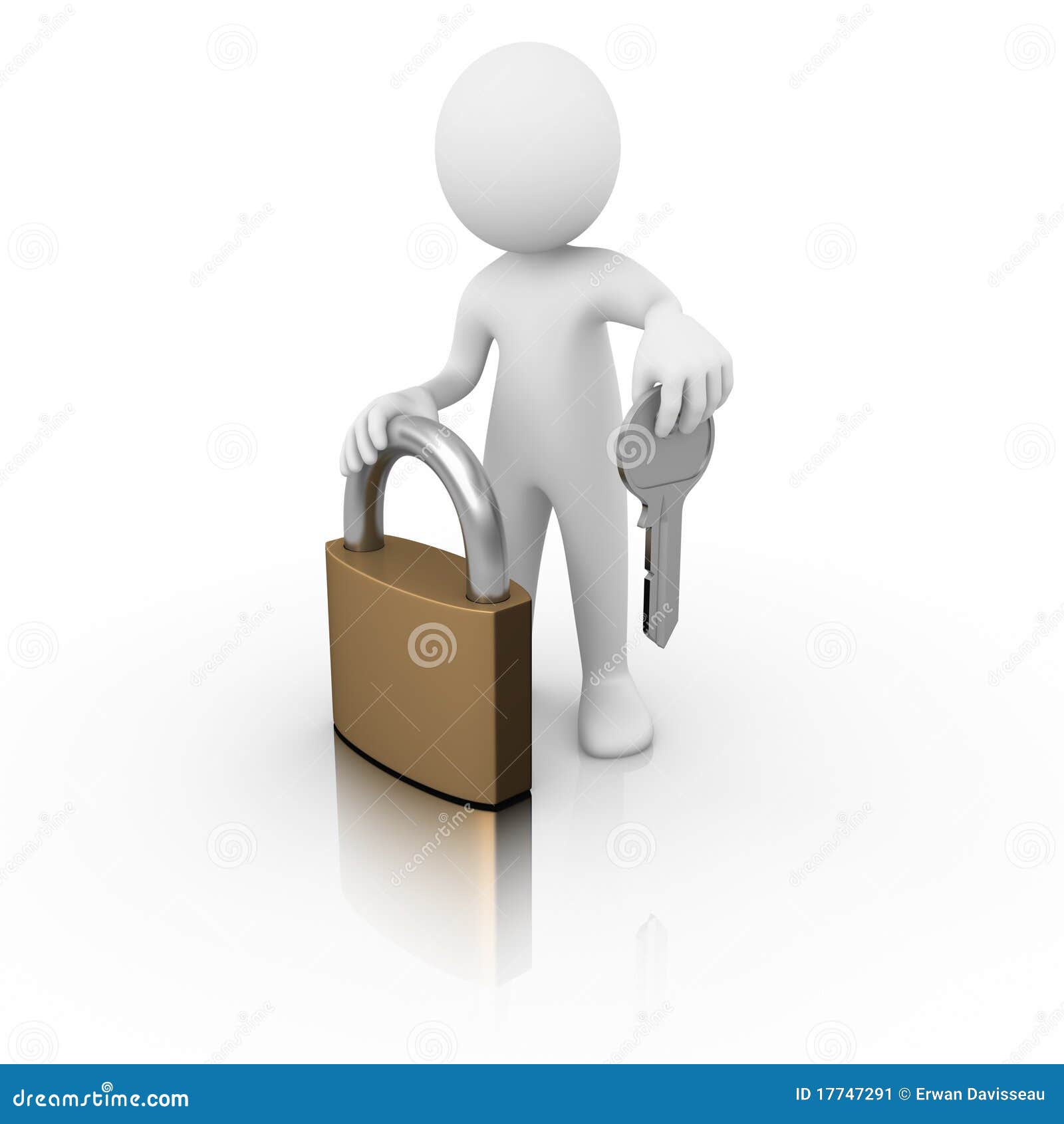 Man with a Padlock and a Key Stock Illustration - Illustration of ...