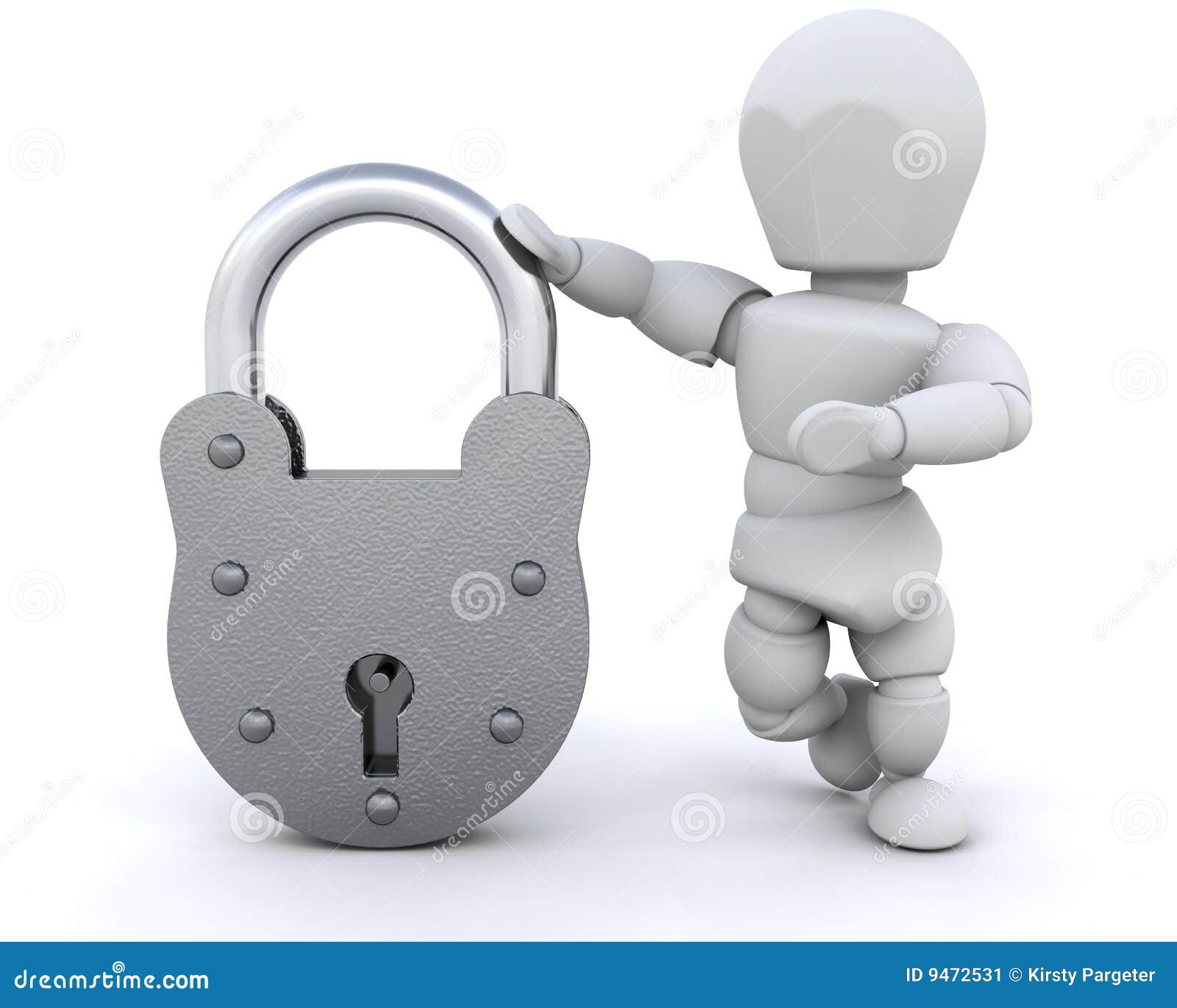 Man with padlock and key stock illustration. Illustration of secure ...