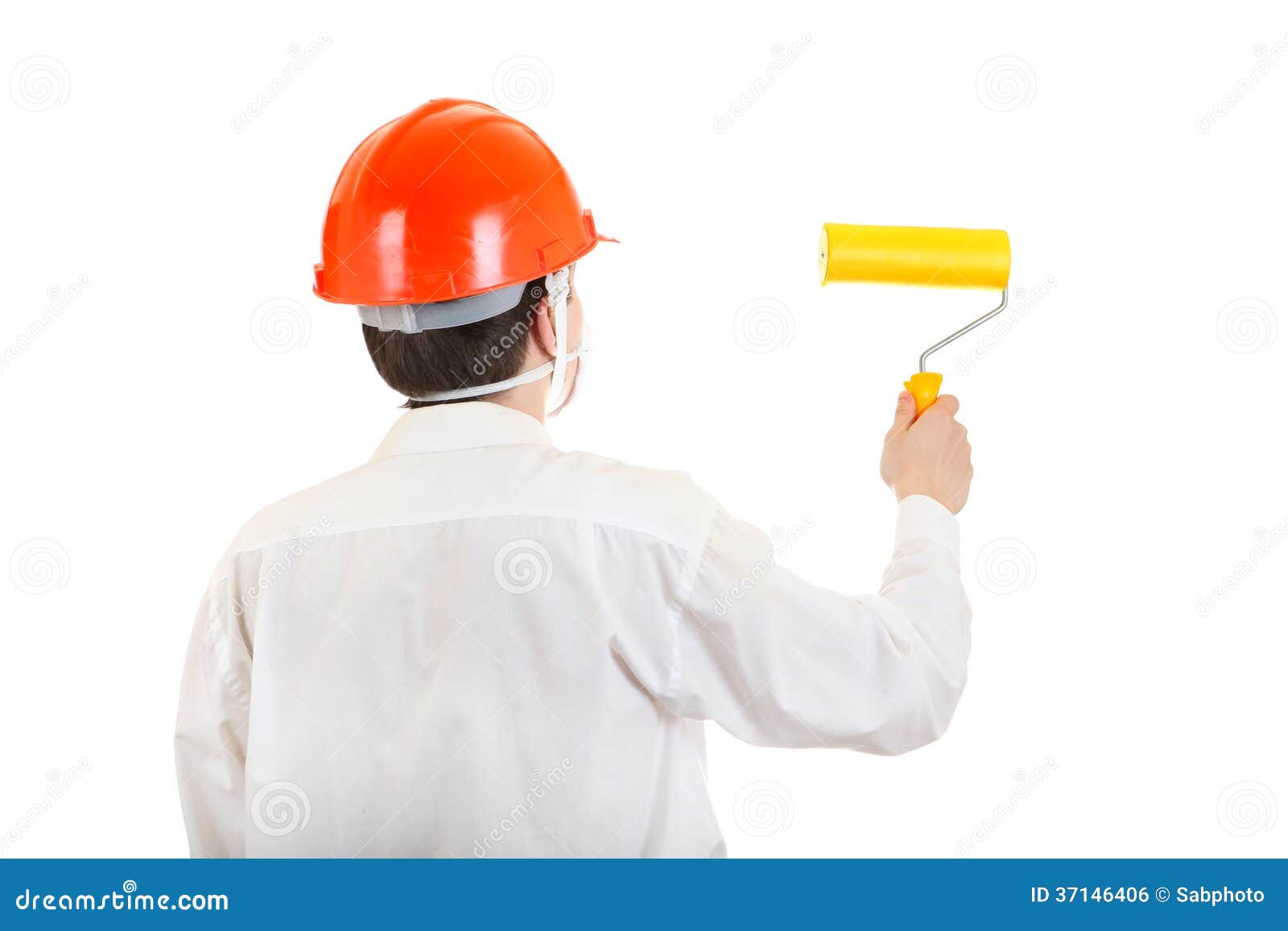 Man with Paint Roller stock photo. Image of painter, serious - 37146406