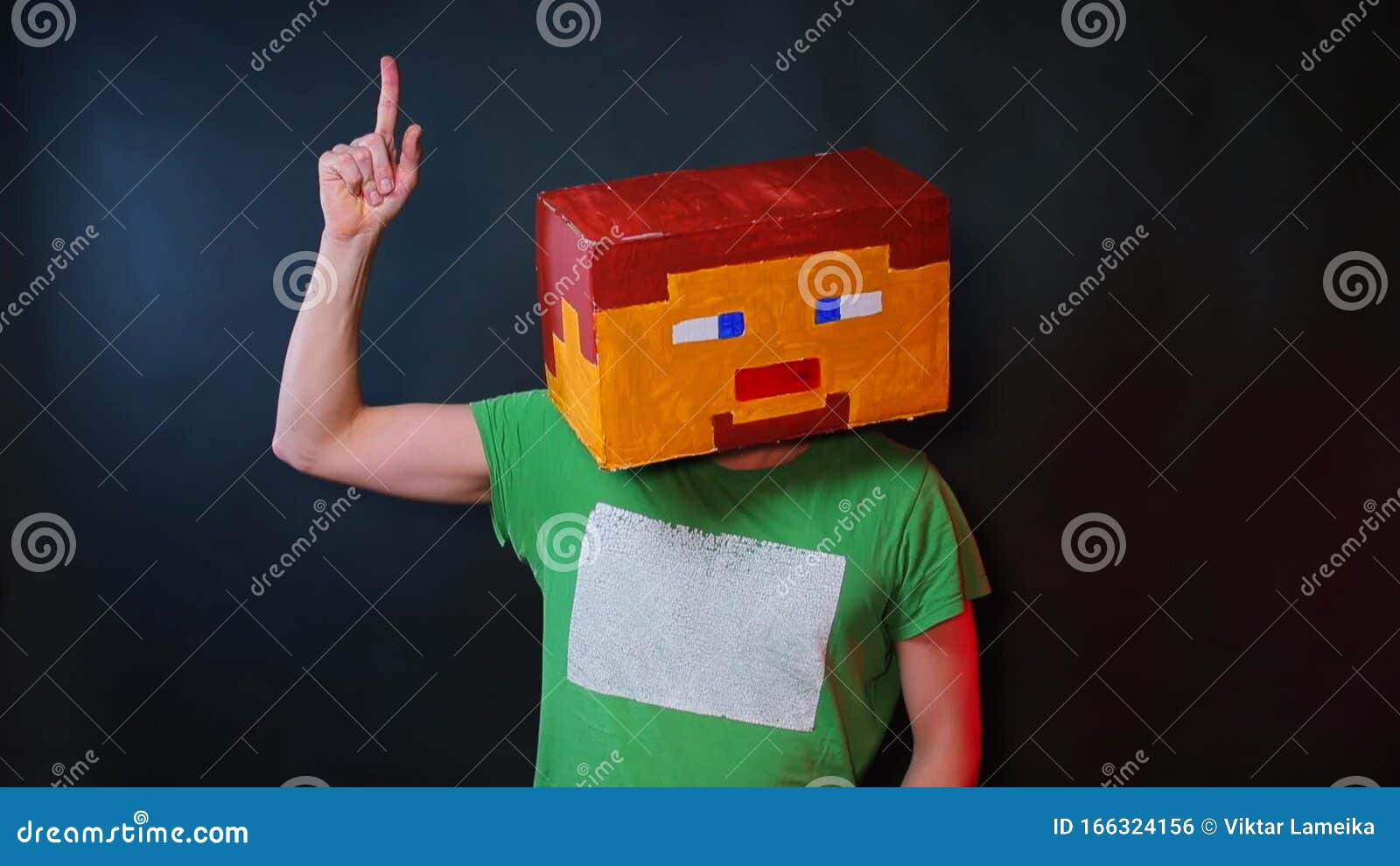 A Man in a Painted Mask Steve Scratches His Head. Shows Gesture There ...