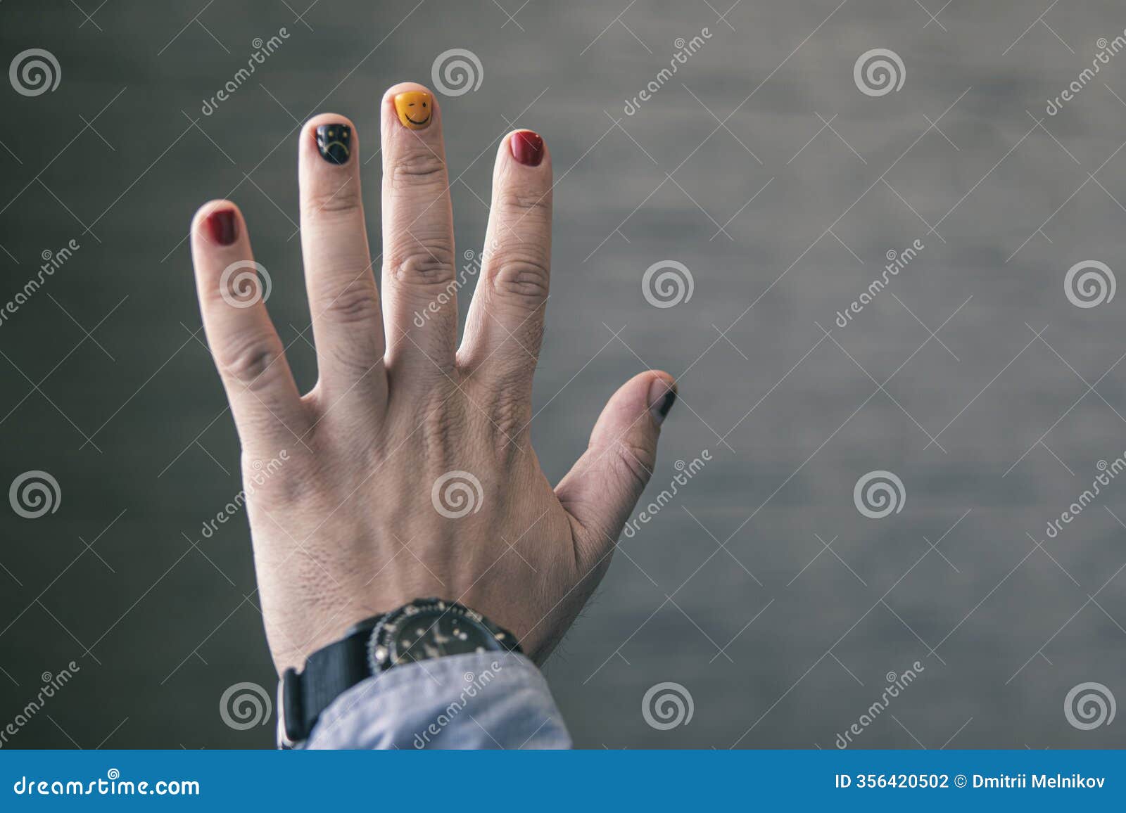 Man with Painted Nails. Design of Male Nails. Men Manicure Stock Photo ...