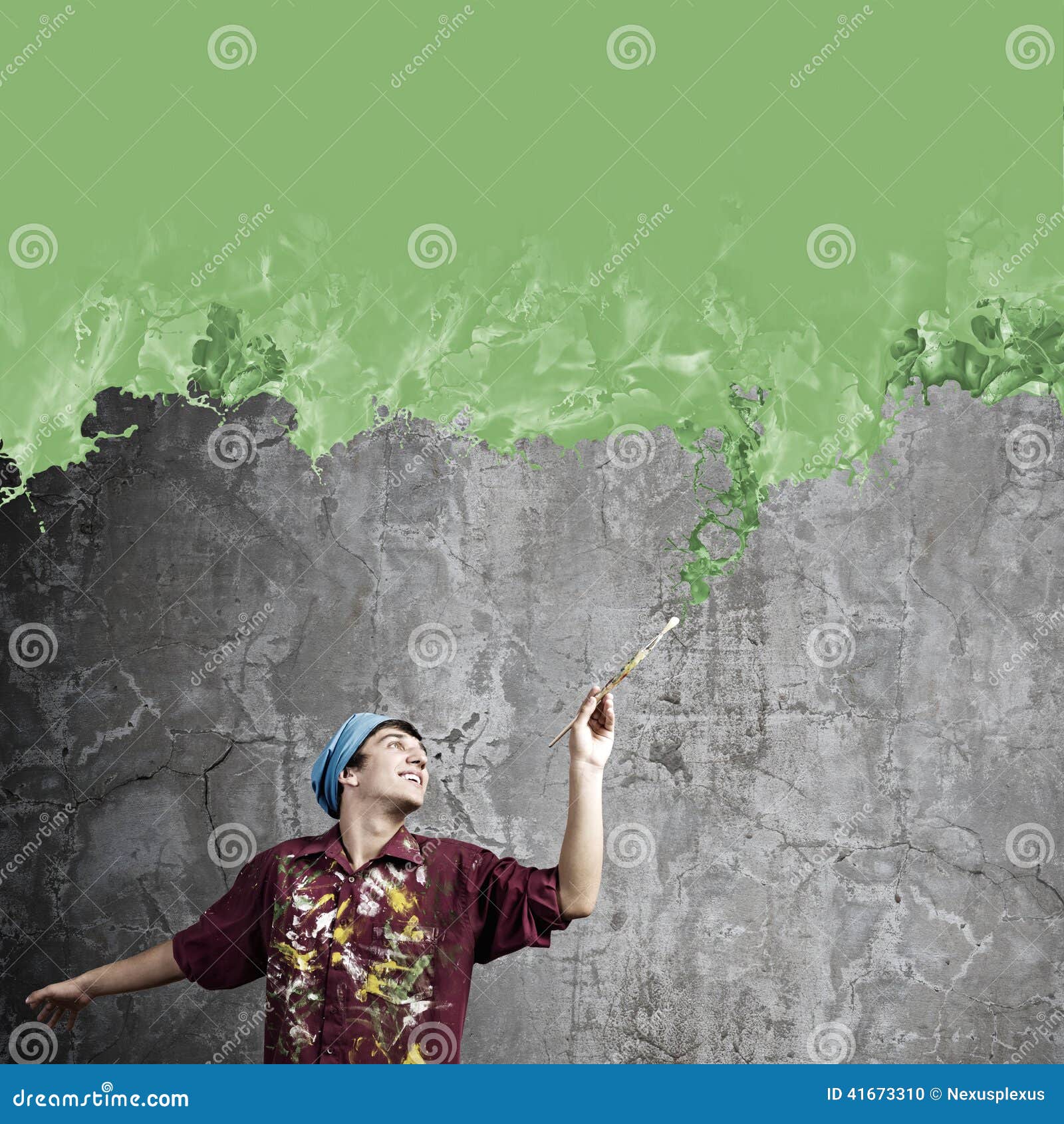 Man painter stock photo. Image of casual, home, blue - 41673310