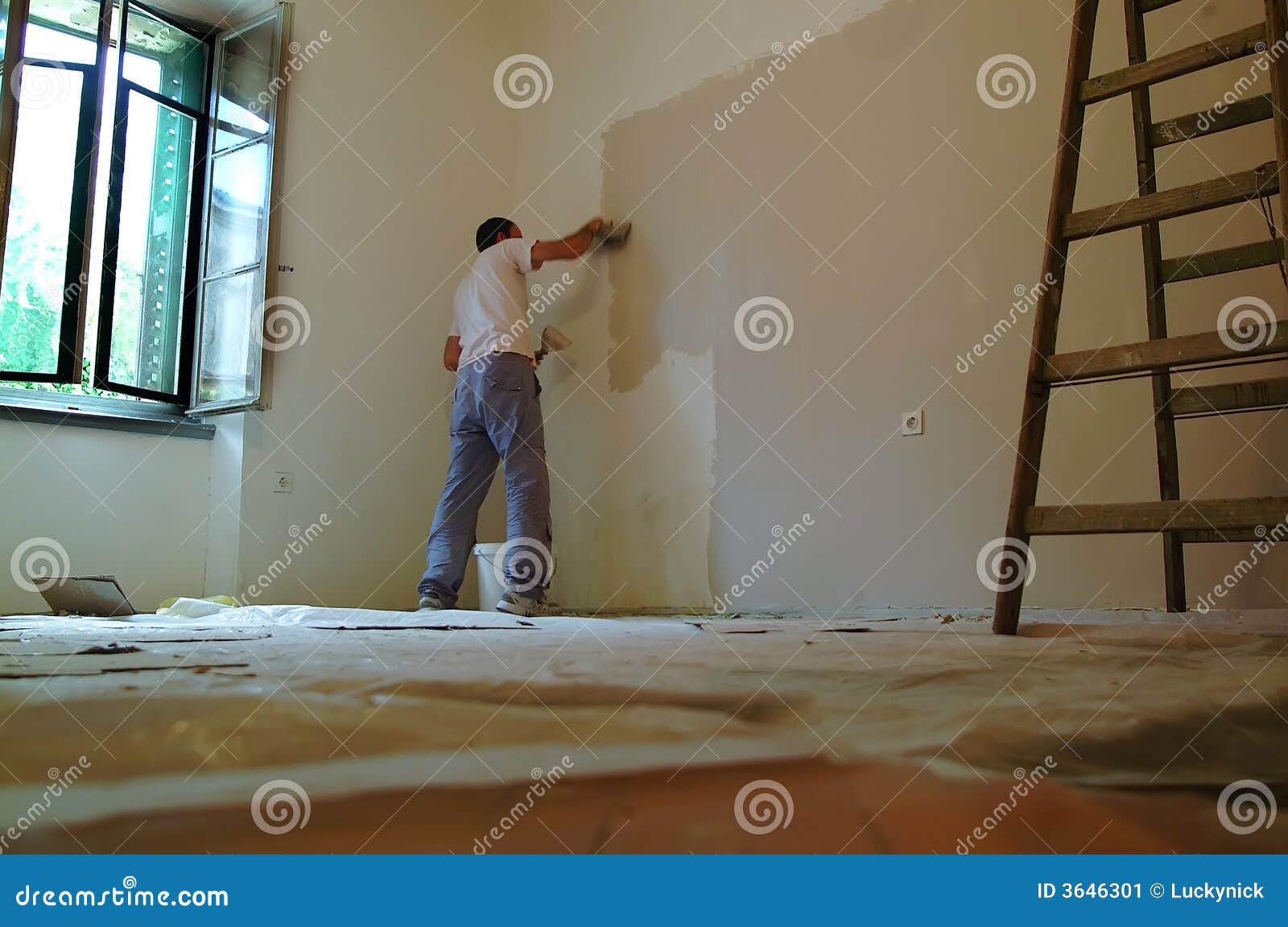 Man painting stock image. Image of house, improvement - 3646301