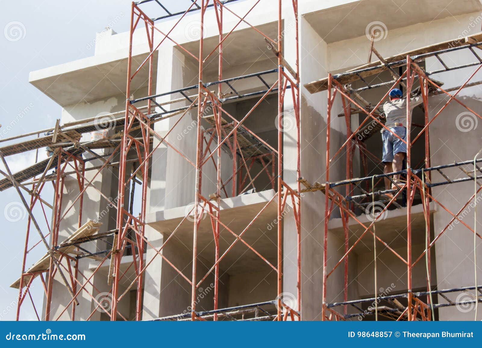 Man Painting the Building and Sky Background Editorial Photography ...