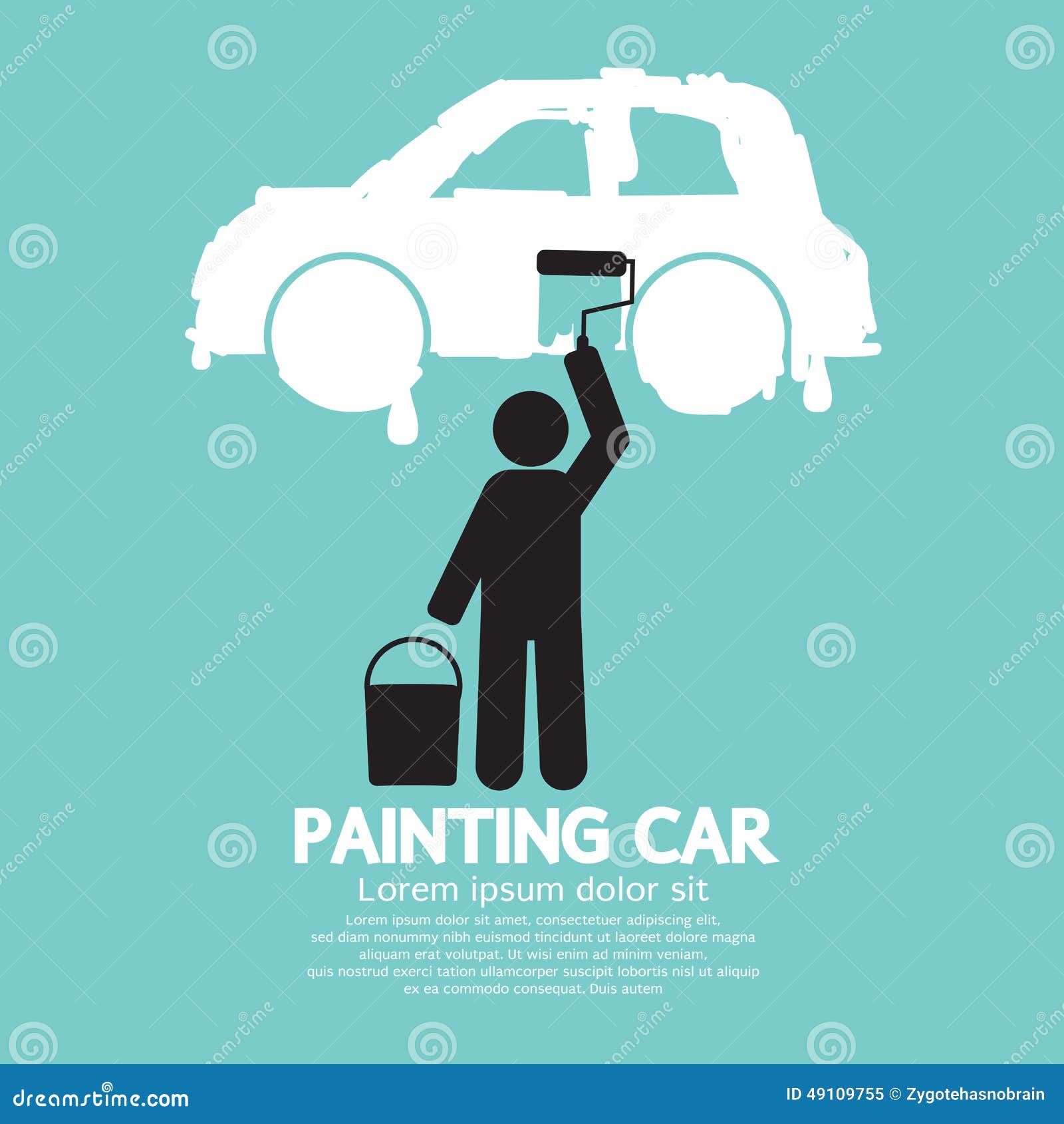 Man Painting Car on Wall Symbol Stock Vector - Illustration of wall ...