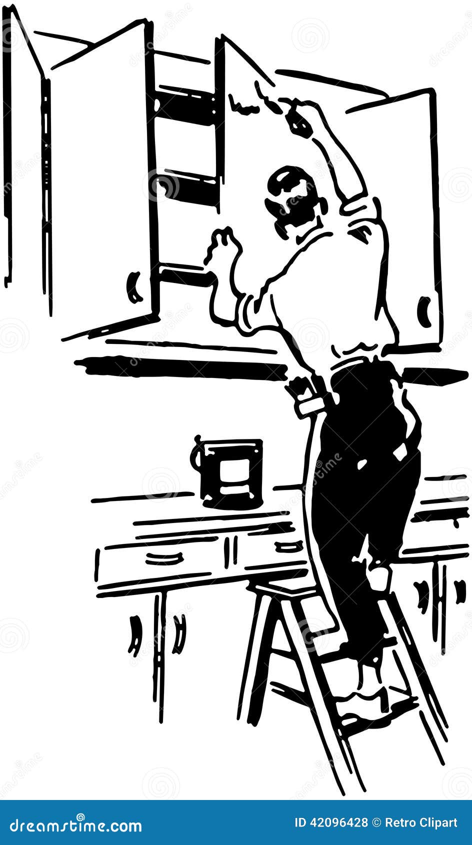 Man Painting Cupboard stock vector. Illustration of graphics - 42096428