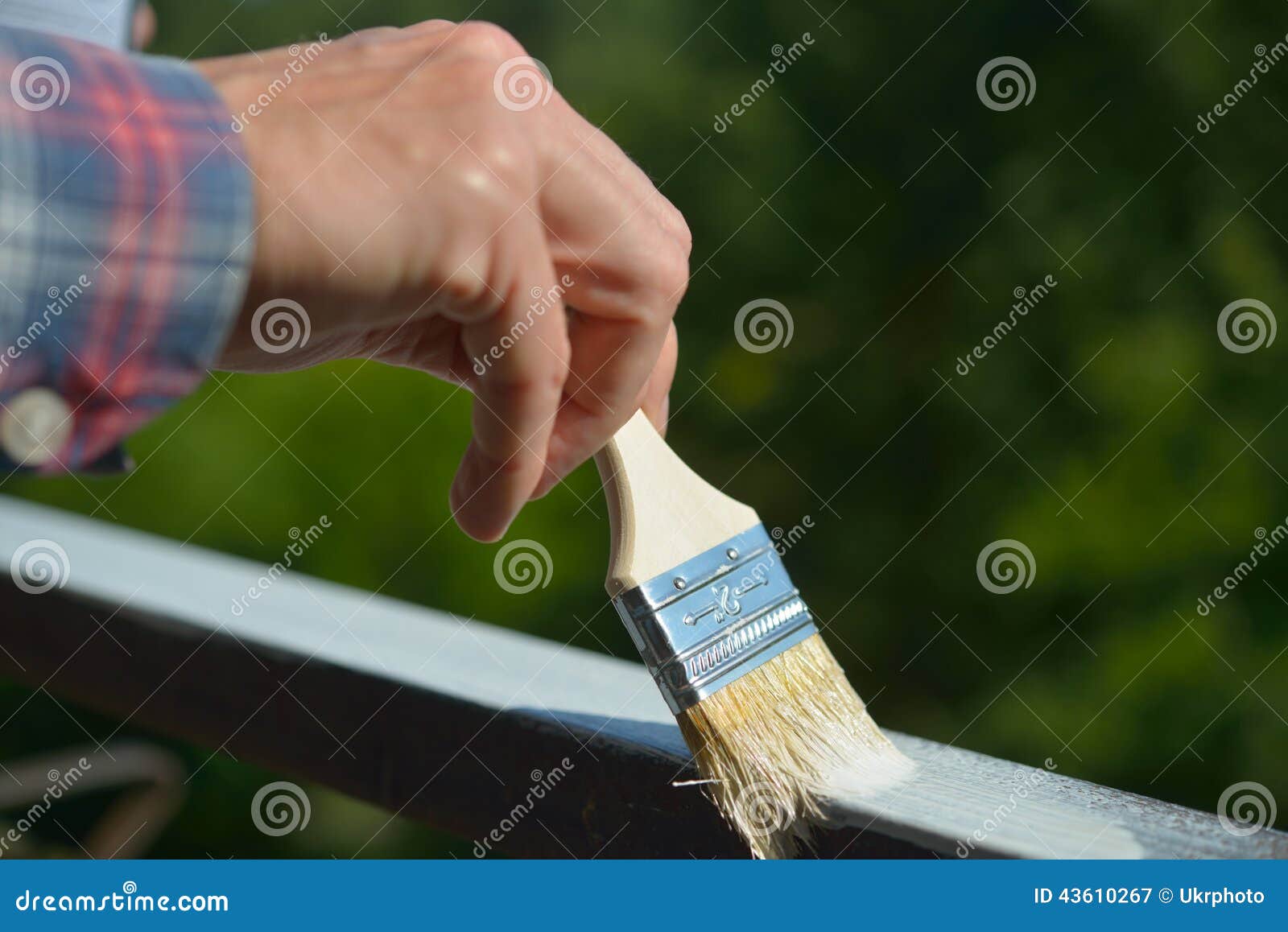 Man painting a guardrail stock image. Image of summer - 43610267