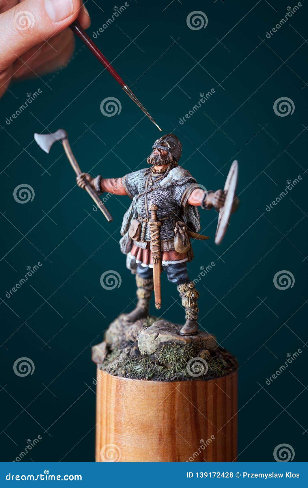 Man Painting a Little Figure of Viking Stock Photo - Image of viking ...