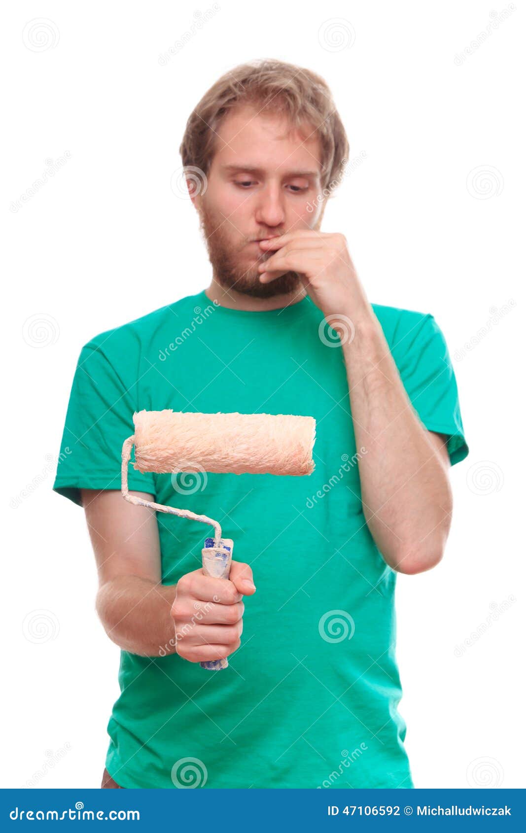 Man painting with a roller stock photo. Image of person - 47106592