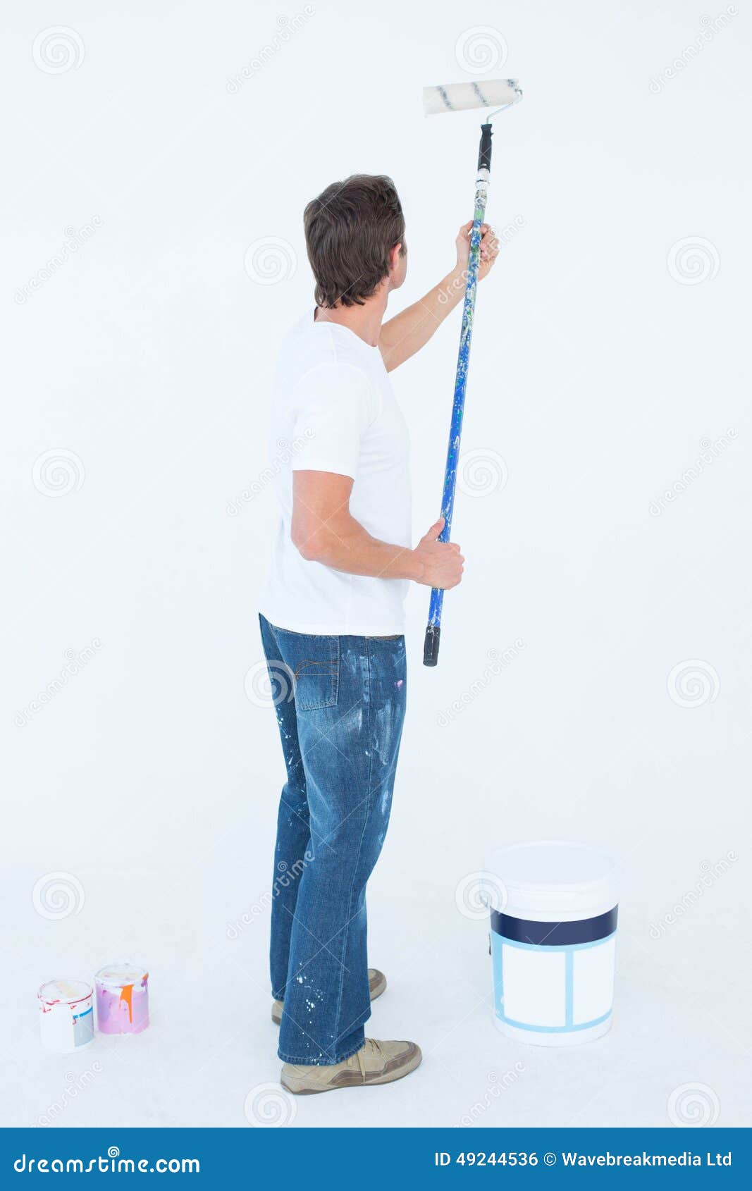 Man Painting on White Background Stock Photo - Image of manual, paint ...