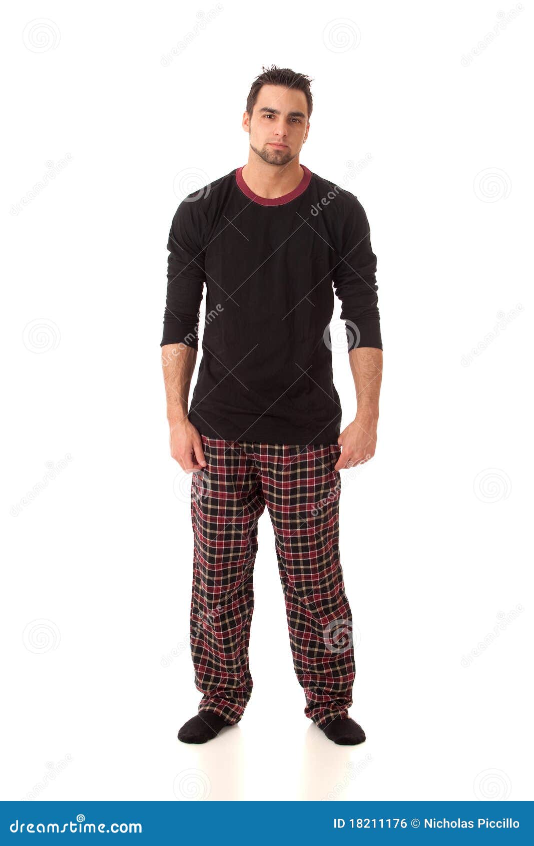 Man in Pajamas stock photo. Image of standing, male, tshirt - 18211176