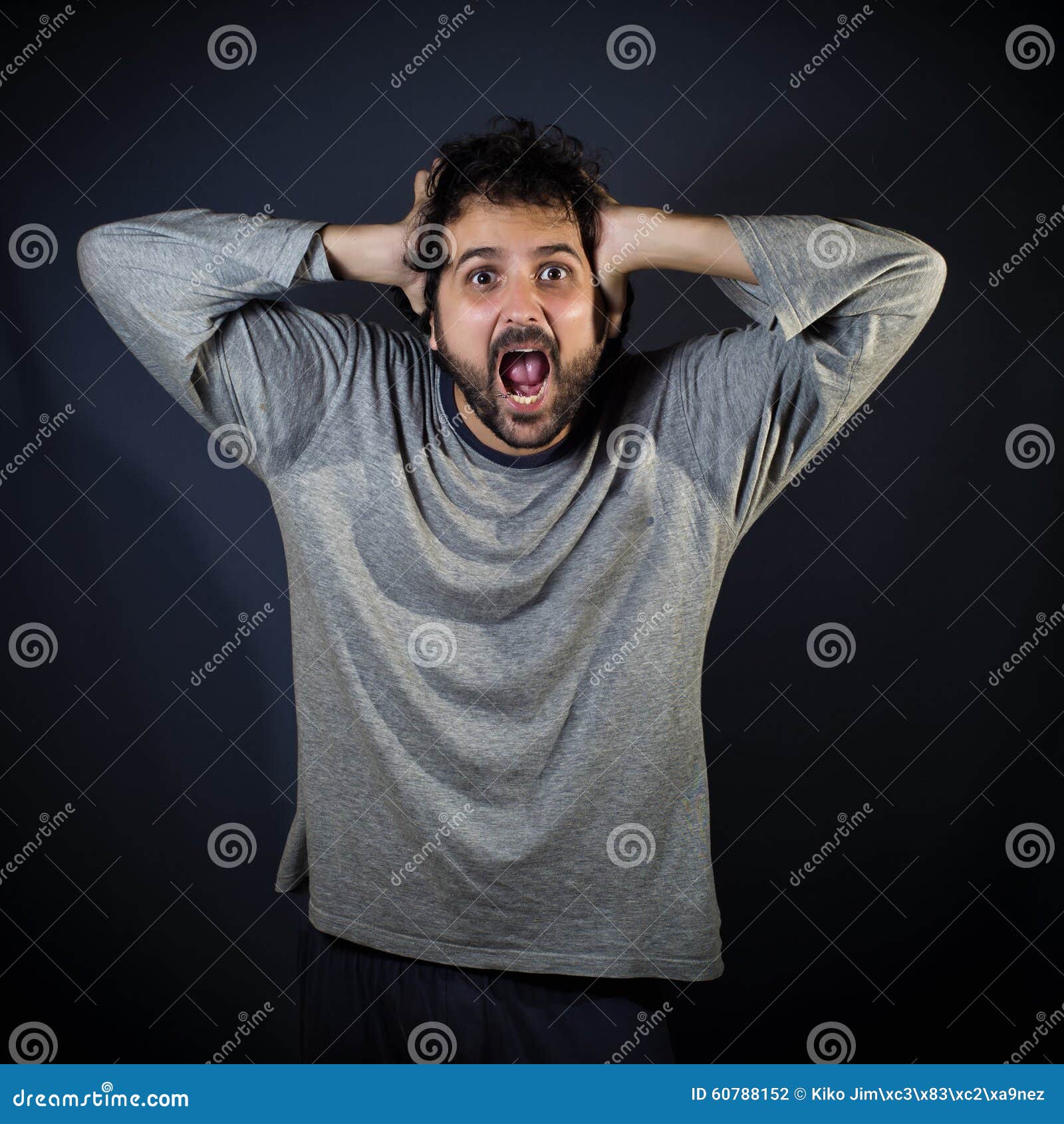 Man in Pajamas Screaming To Wake Stock Photo - Image of scream ...