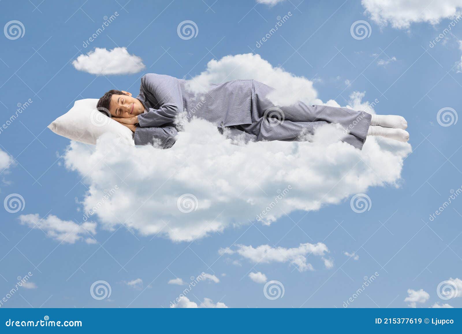 Man in Pajamas Sleeping on Clouds and Floating in the Sky Stock Image ... Man in Pajamas Sleeping on Clouds and Floating in the Sky Stock Image ...