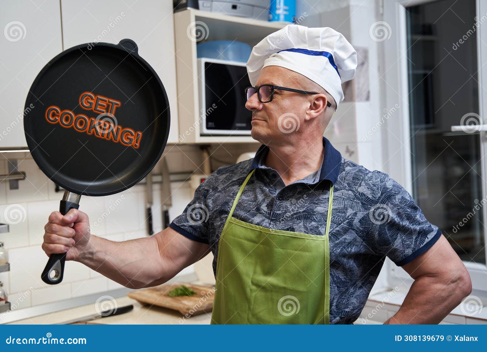 Man with a pan stock image. Image of hobby, holding - 308139679