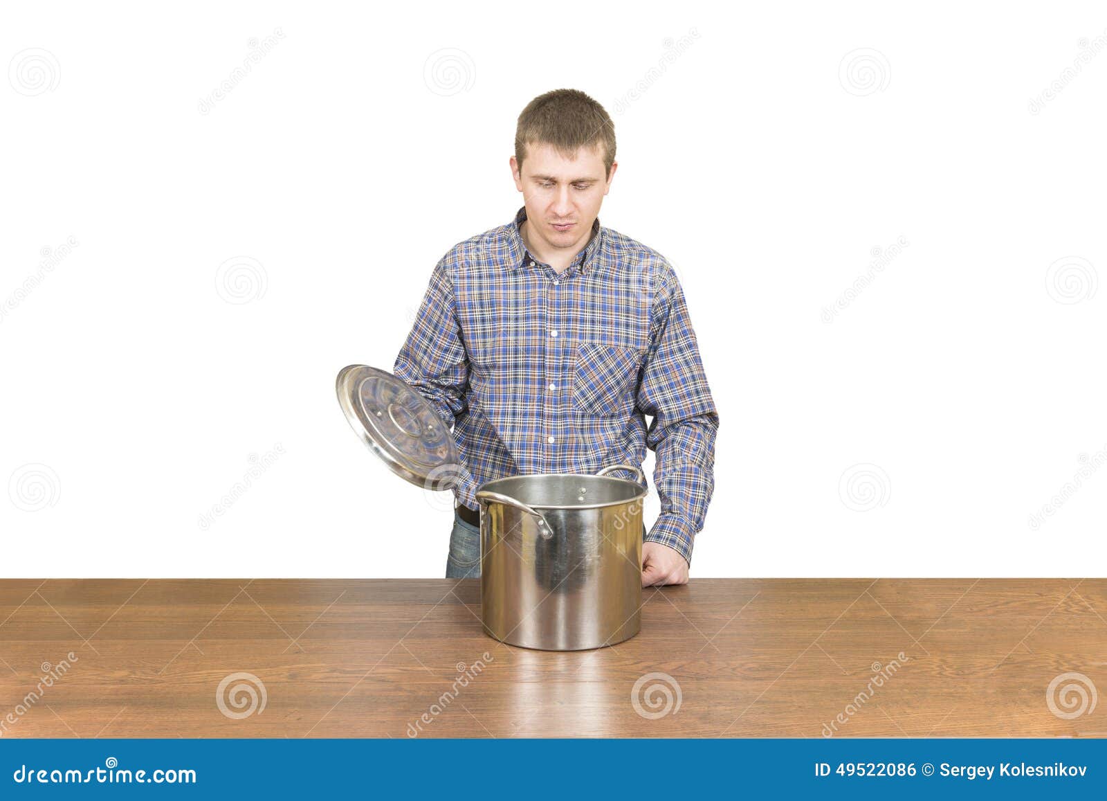 Man with a pan stock photo. Image of blue, hold, beautiful - 49522086