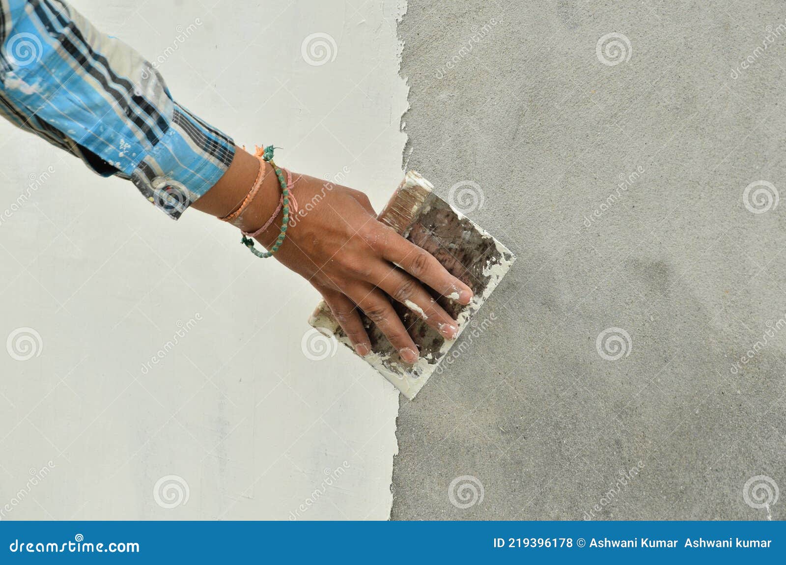 The Man is Panting Steel Patti in the Wall Stock Photo - Image of paint ...