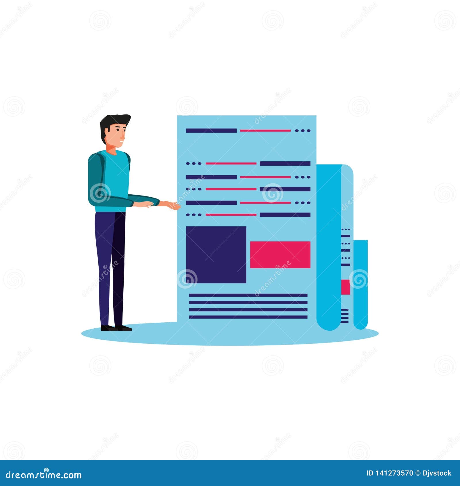 Man with Paper Document Isolated Icon Stock Vector - Illustration of ...