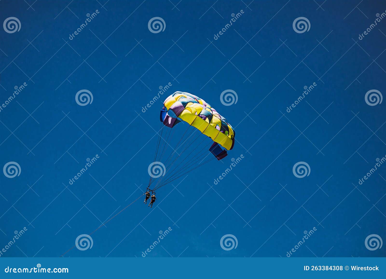 Man with Parachute Flying in the Sky Stock Photo - Image of freedom ...