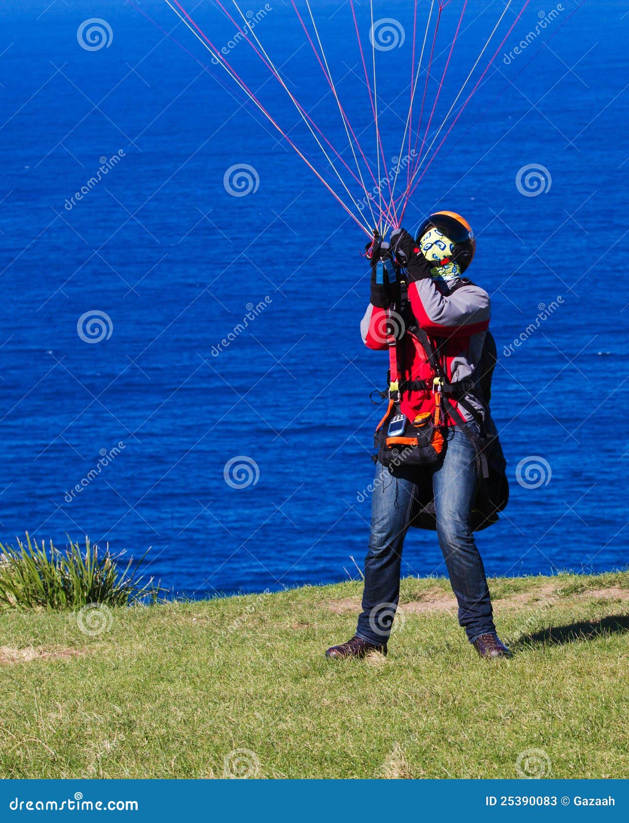 Man with Parachute in Preparation for Flight Stock Image - Image of ...