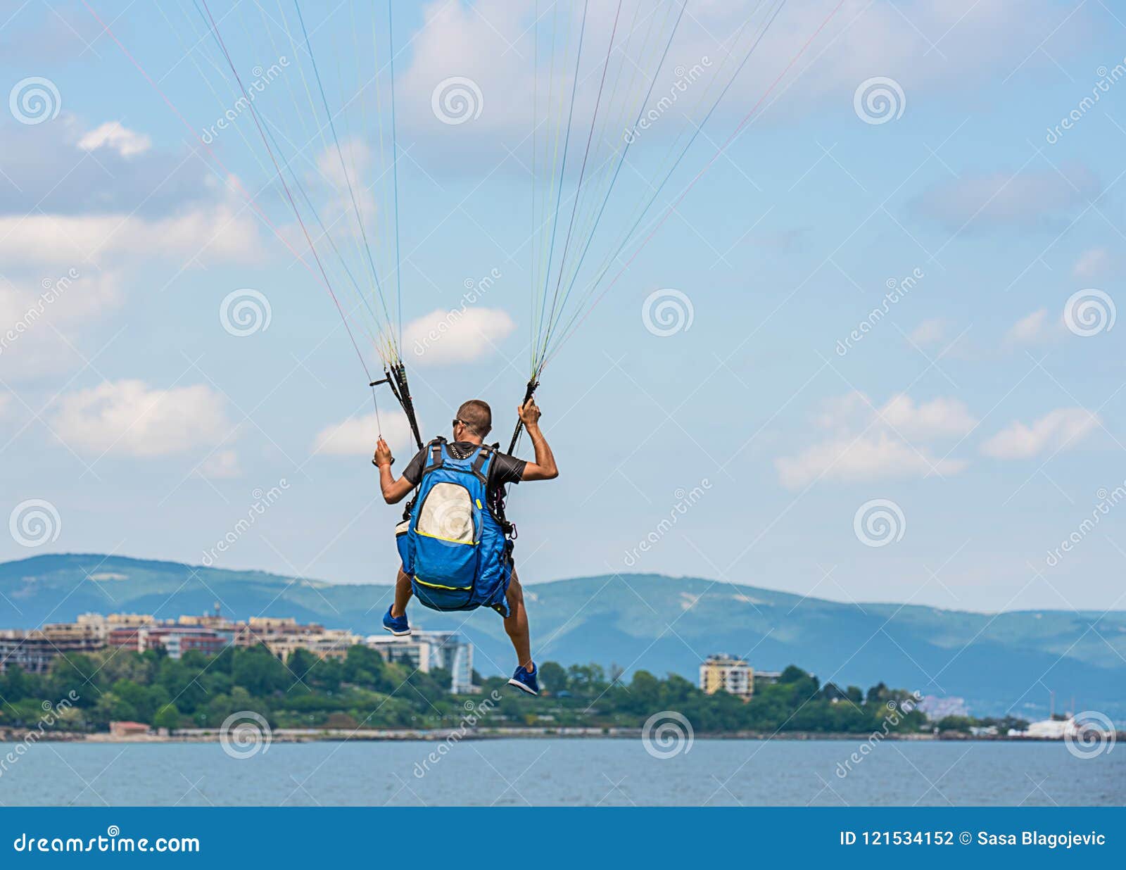 A man paragliding stock photo. Image of para, hang, ocean - 121534152