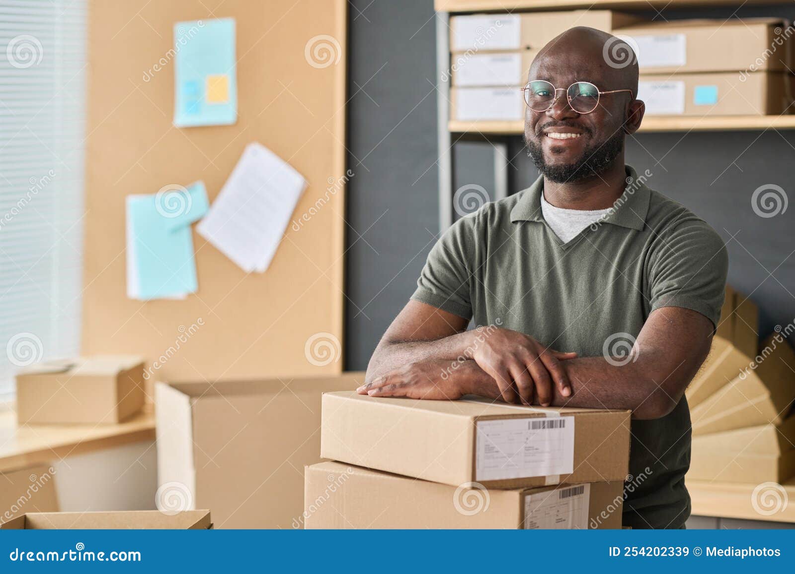 Man with Parcels Working in Warehouse Stock Image - Image of warehouse ...