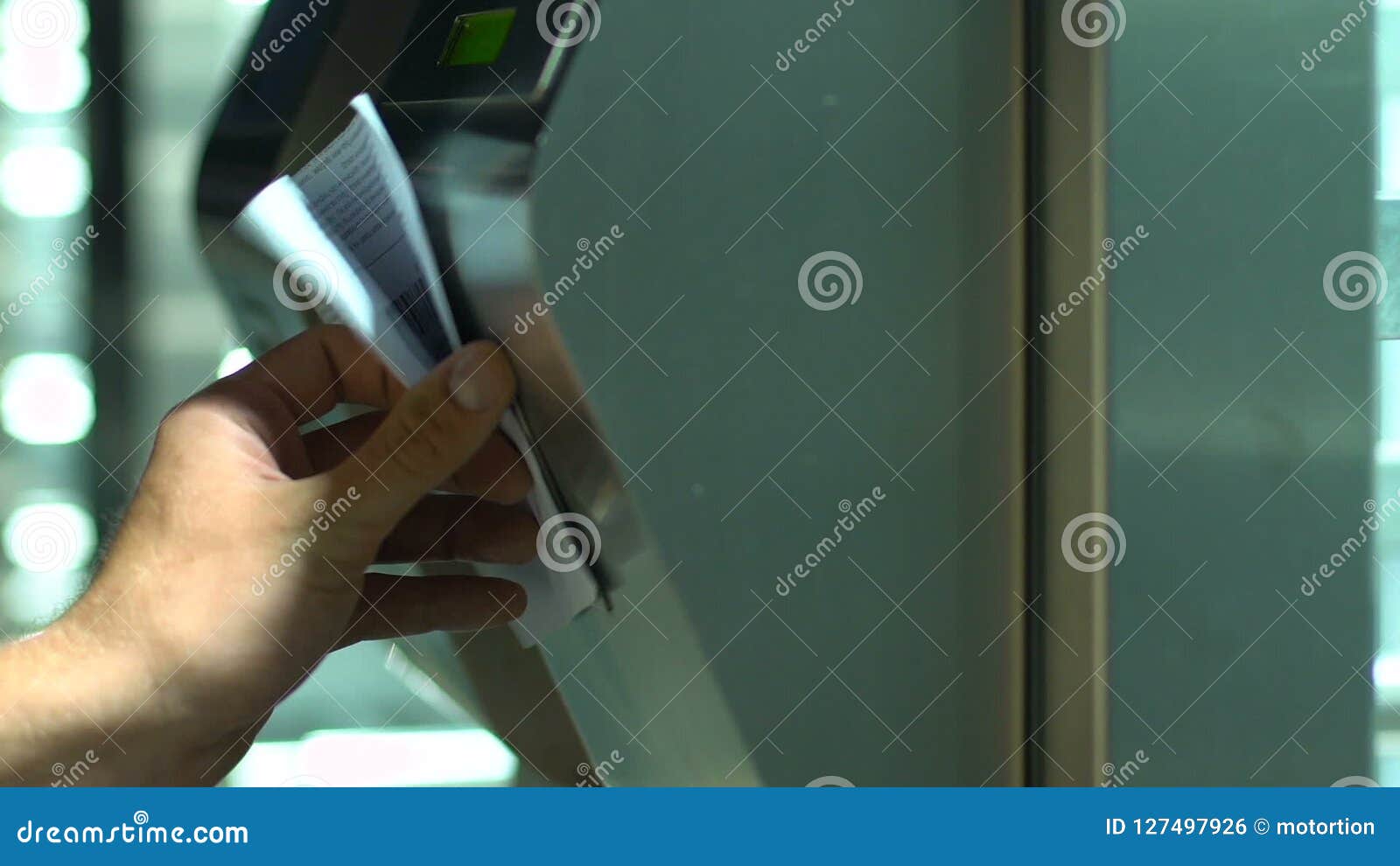 Man Passing Identification Scanning at Modern Security Checkpoint ...