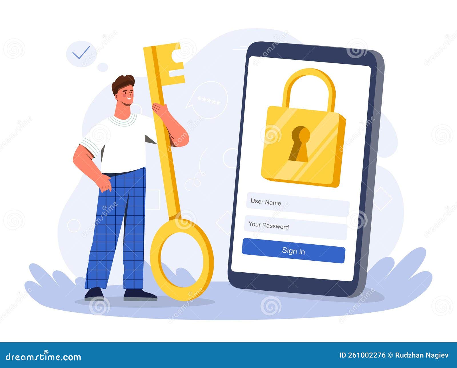 Man with password stock vector. Illustration of password - 261002276