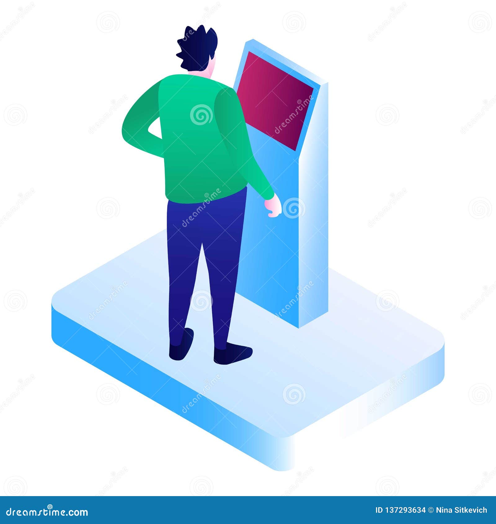 Man at Pay Machine Icon, Isometric Style Stock Vector - Illustration of ...