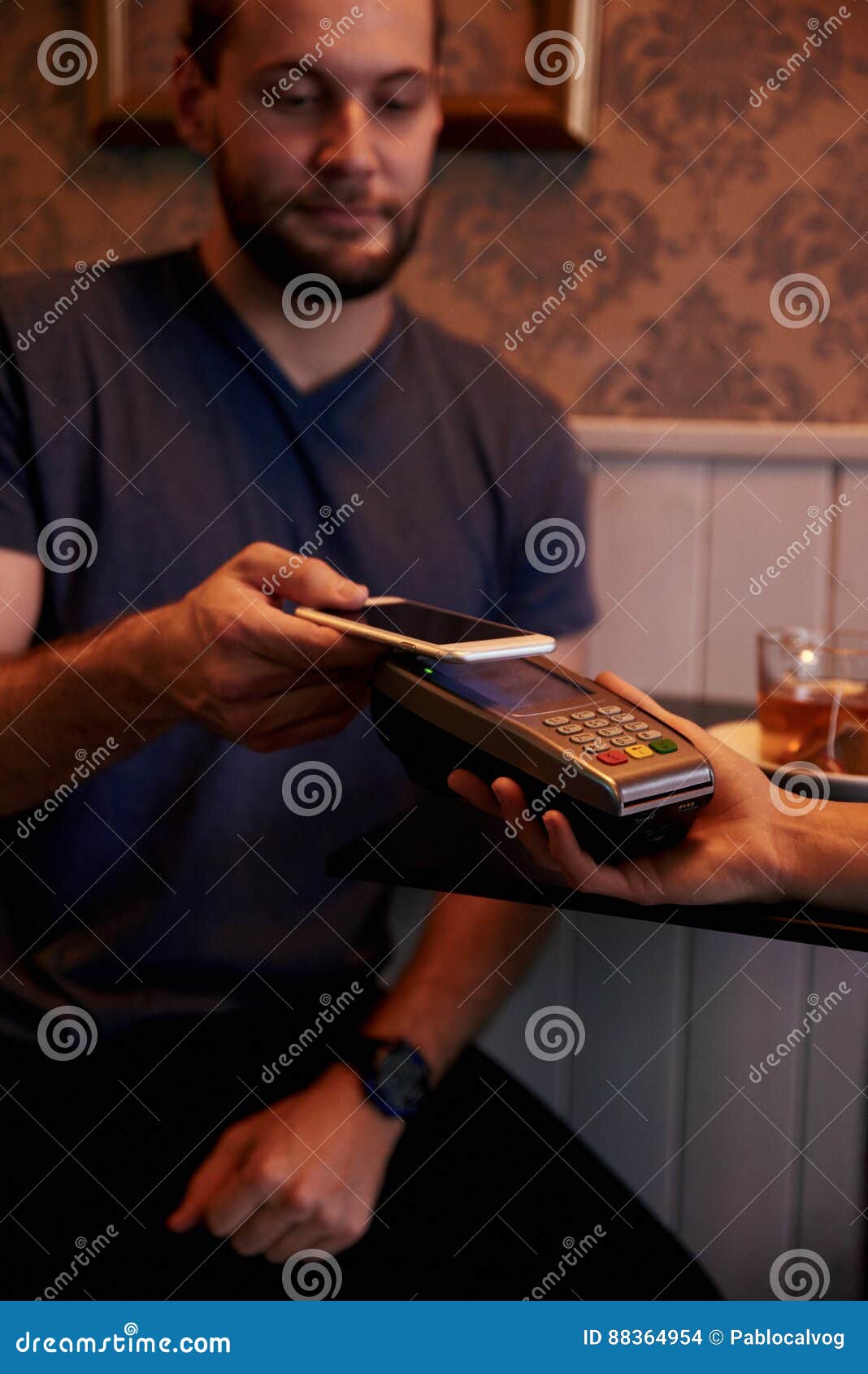 Man Paying His Bill by Machine Stock Photo - Image of payment, happy ...