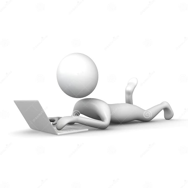 Man with PC on Floor. Computer Confidence Stock Illustration ...