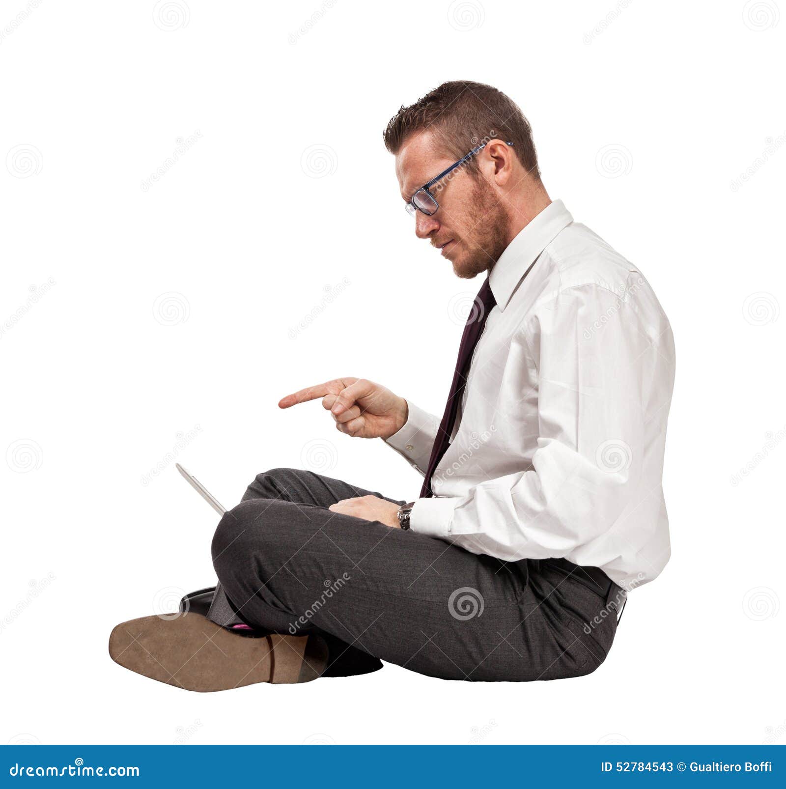 Man with pc stock image. Image of point, businessman - 52784543