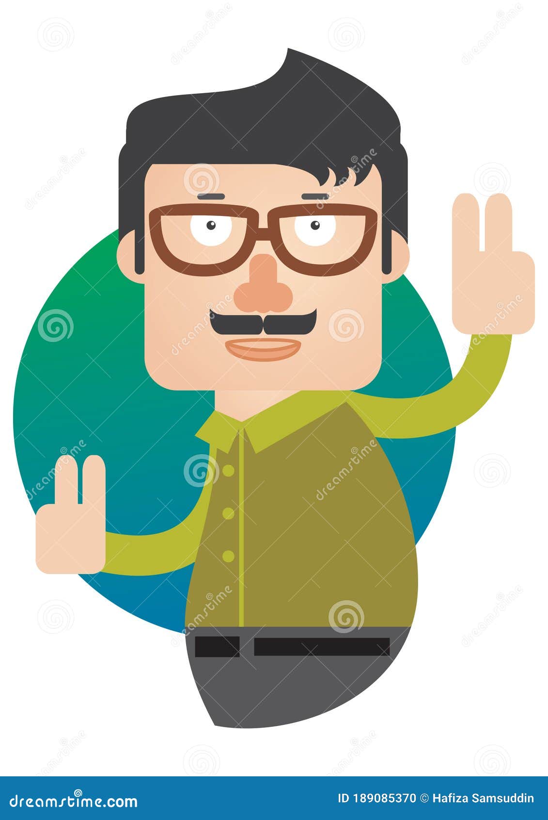 Man with Peace Sign. Vector Illustration Decorative Design Stock Vector ...
