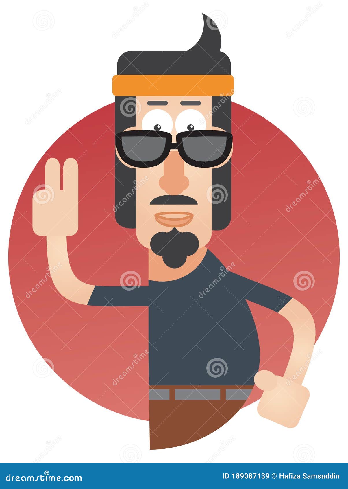 Man with Peace Sign. Vector Illustration Decorative Design Stock Vector ...