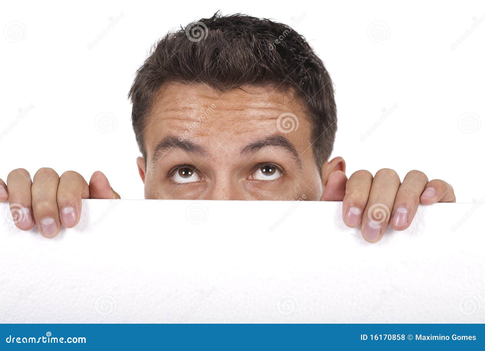 Man Peeking Behind Empty White Billboard Royalty Free Stock Photos ...