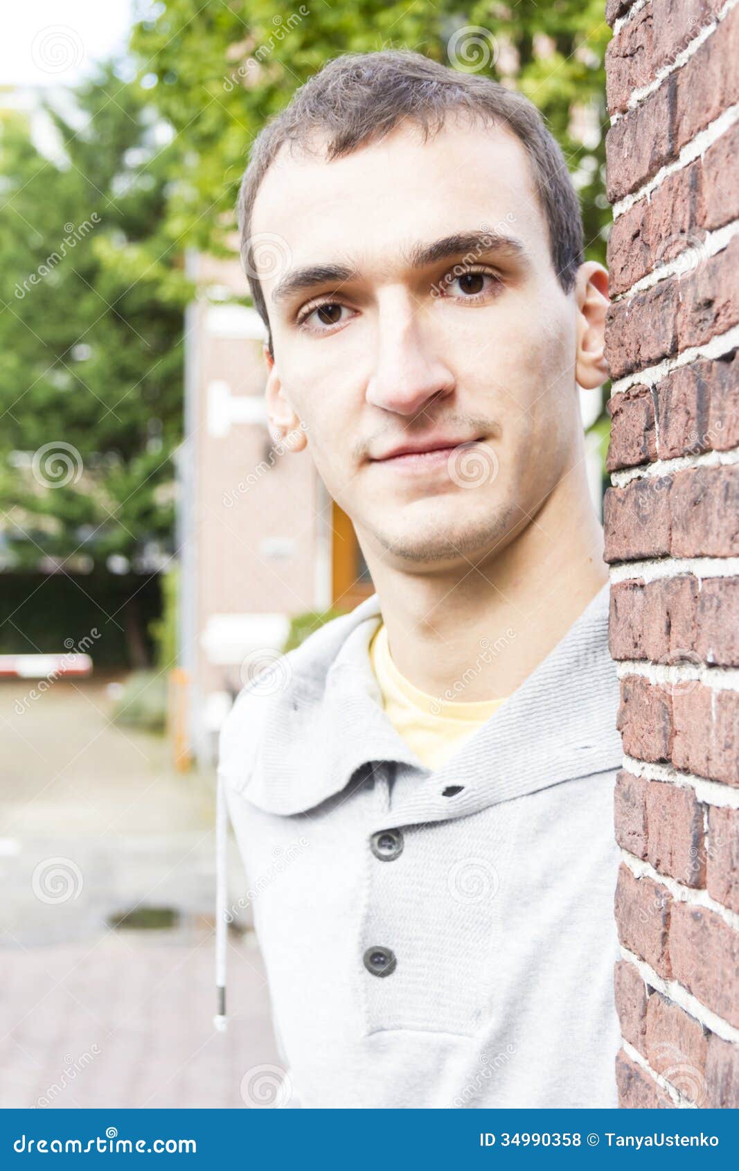 Man Peeking from Behind Wall Corner Stock Photo - Image of lonely ...