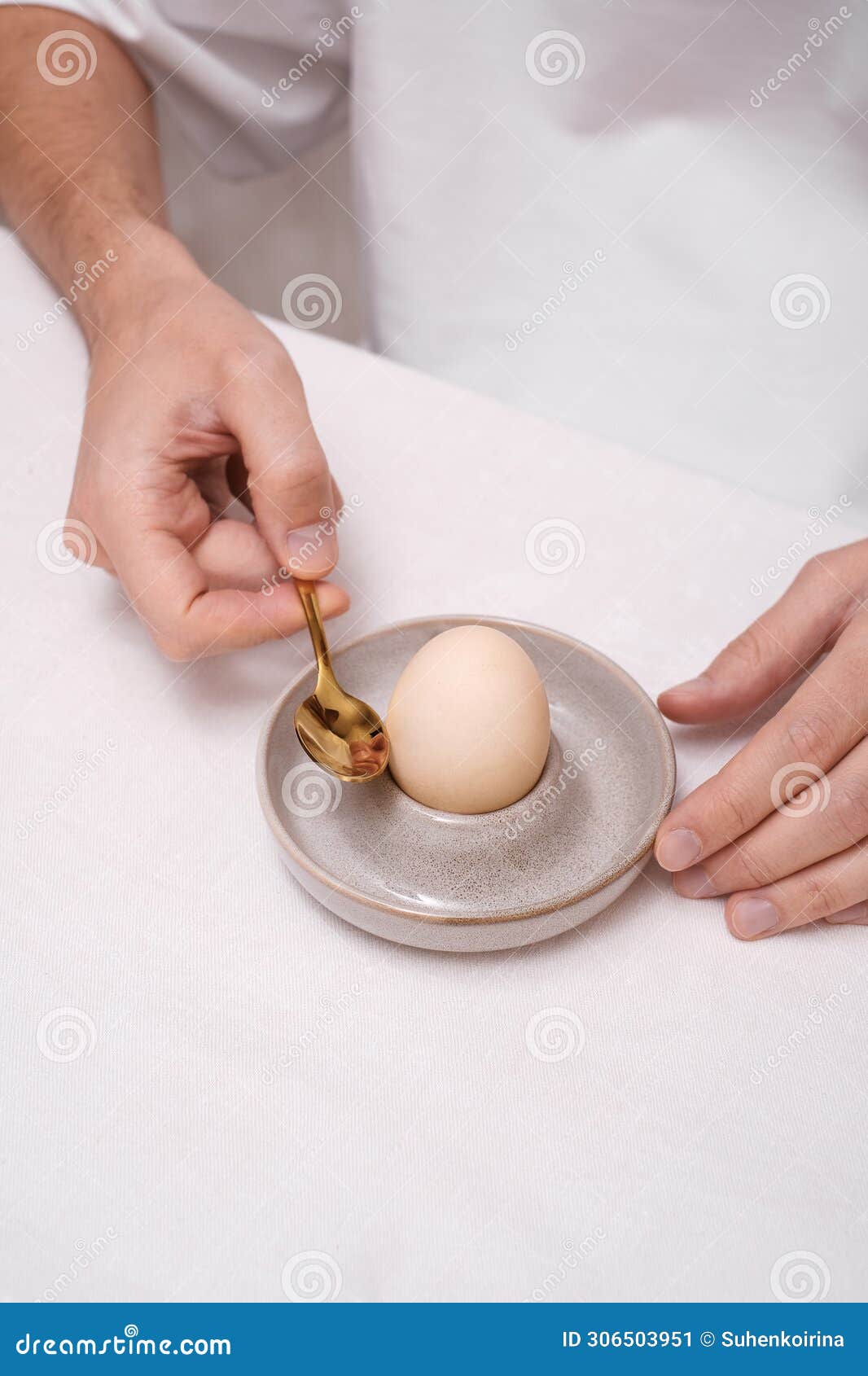 Man Peeling an Egg on a Stand Close-up of Hands Stock Image - Image of ...