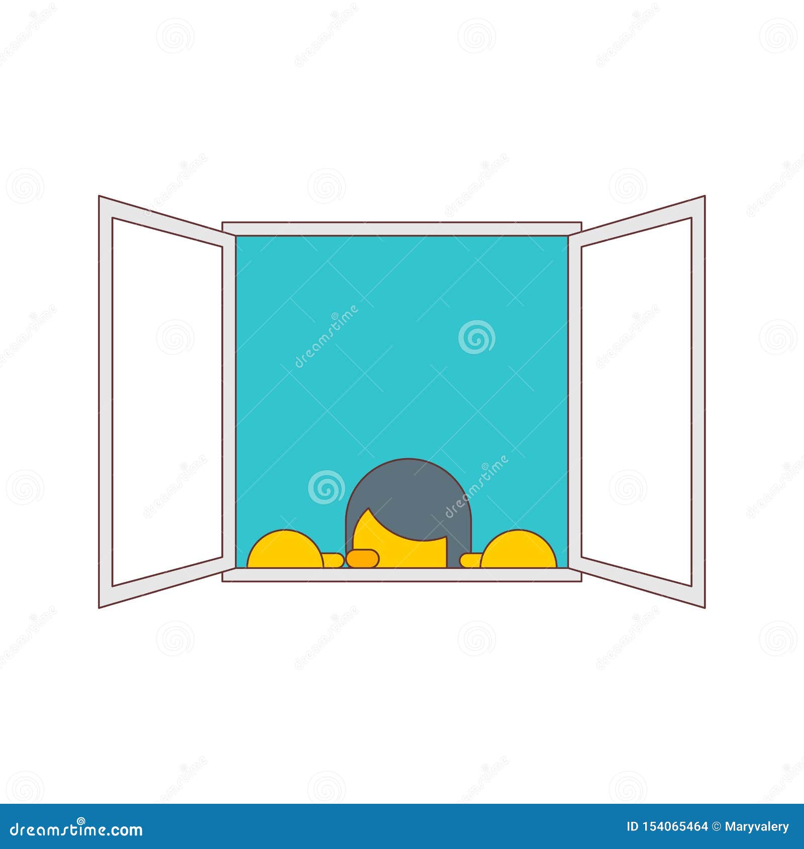 Man Peeps Out Window Isolated. Vector Illustration Stock Vector ...