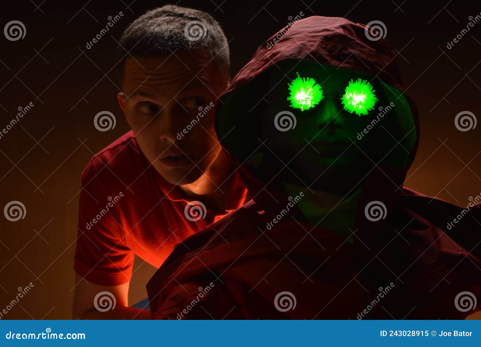 Man and Alien with Green Eyes Stock Image - Image of togetherness ...