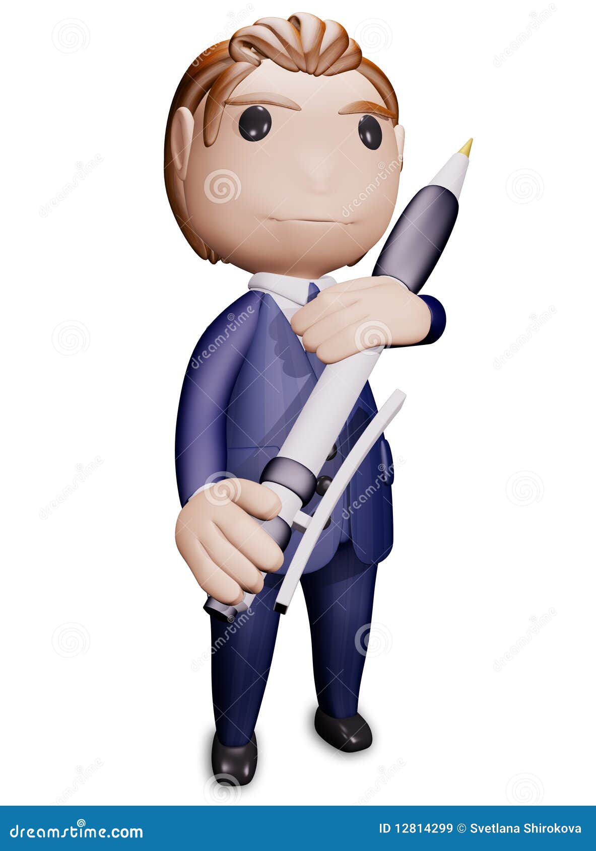 Man with pen stock illustration. Illustration of paint - 12814299
