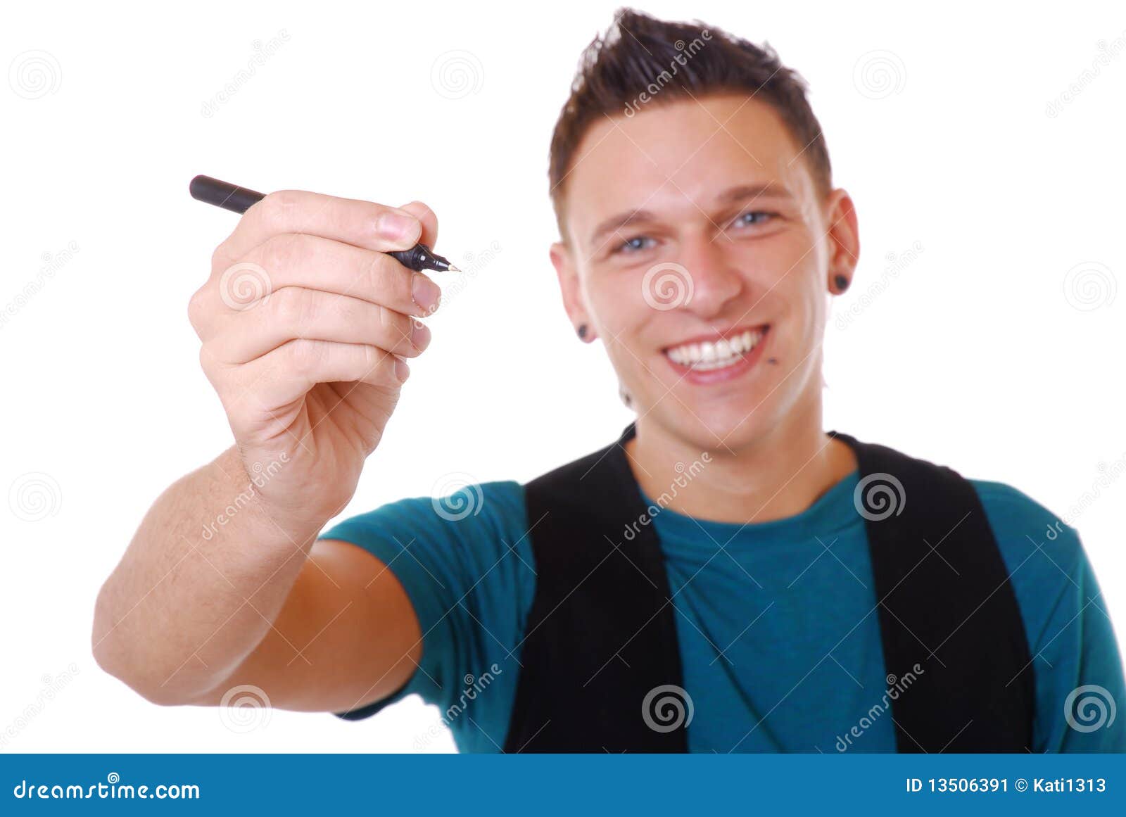 Man with pen stock image. Image of caucasian, pierced - 13506391