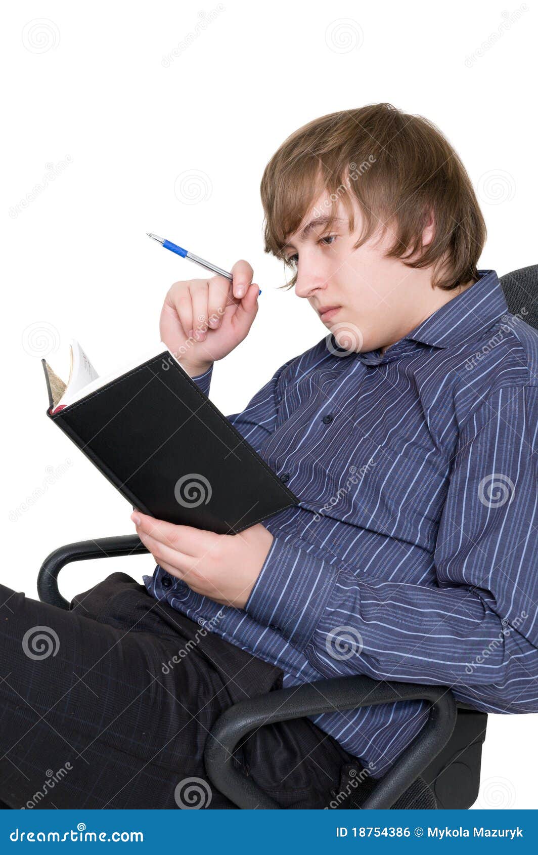 Man with with pen and book stock photo. Image of businessman - 18754386