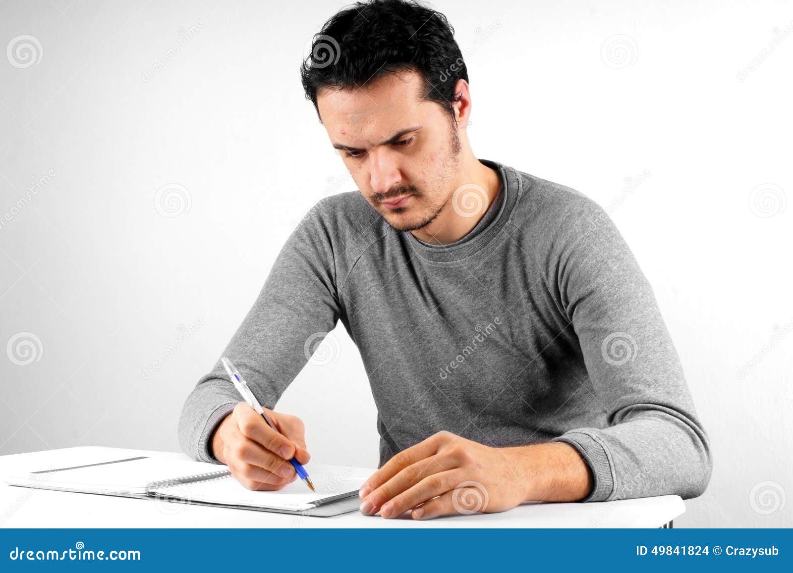 Man with pen stock photo. Image of student, signature - 49841824