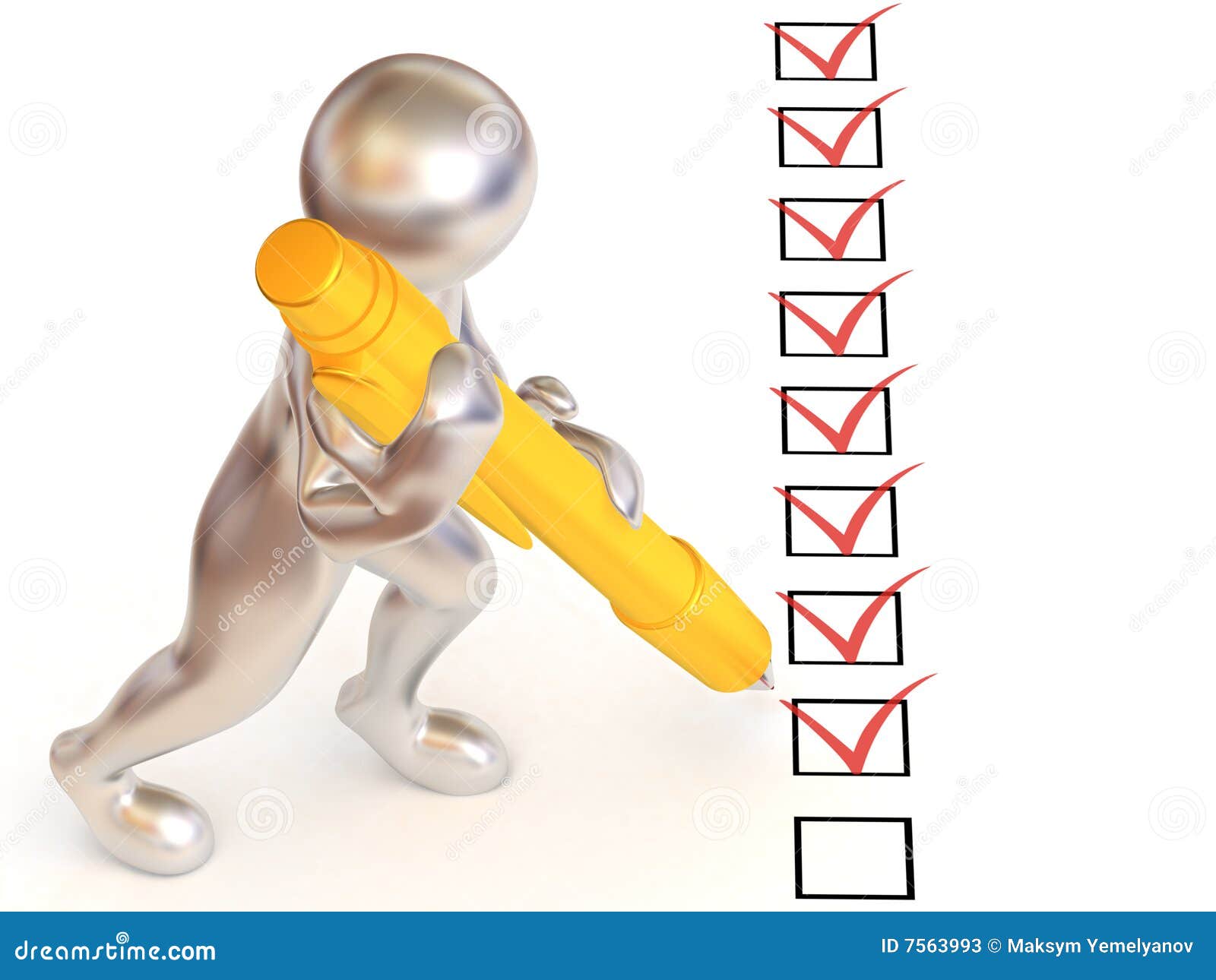 Man with Pen and Questionnaire Stock Illustration - Illustration of ...