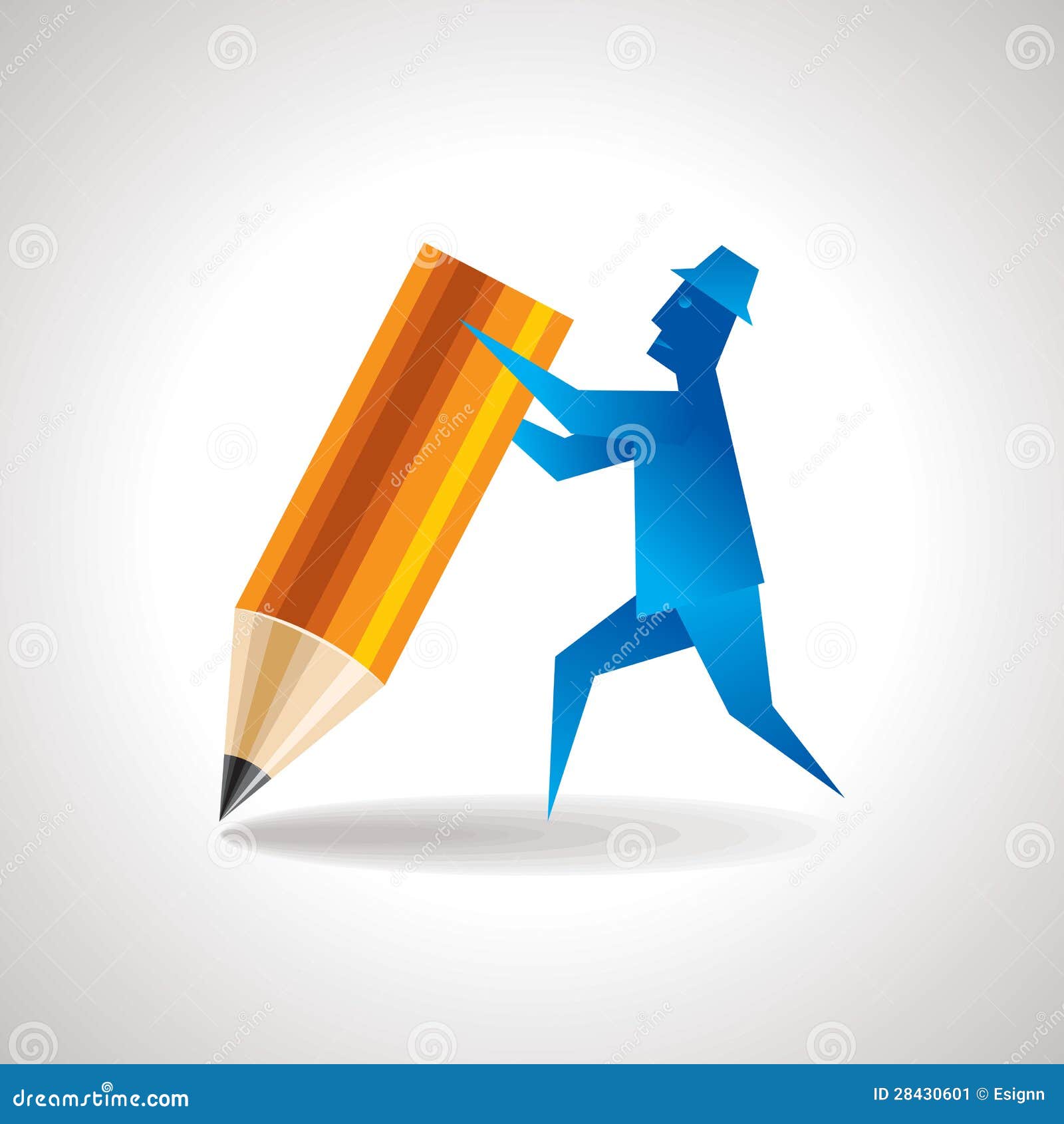 Man with pencil stock vector. Illustration of bright - 28430601