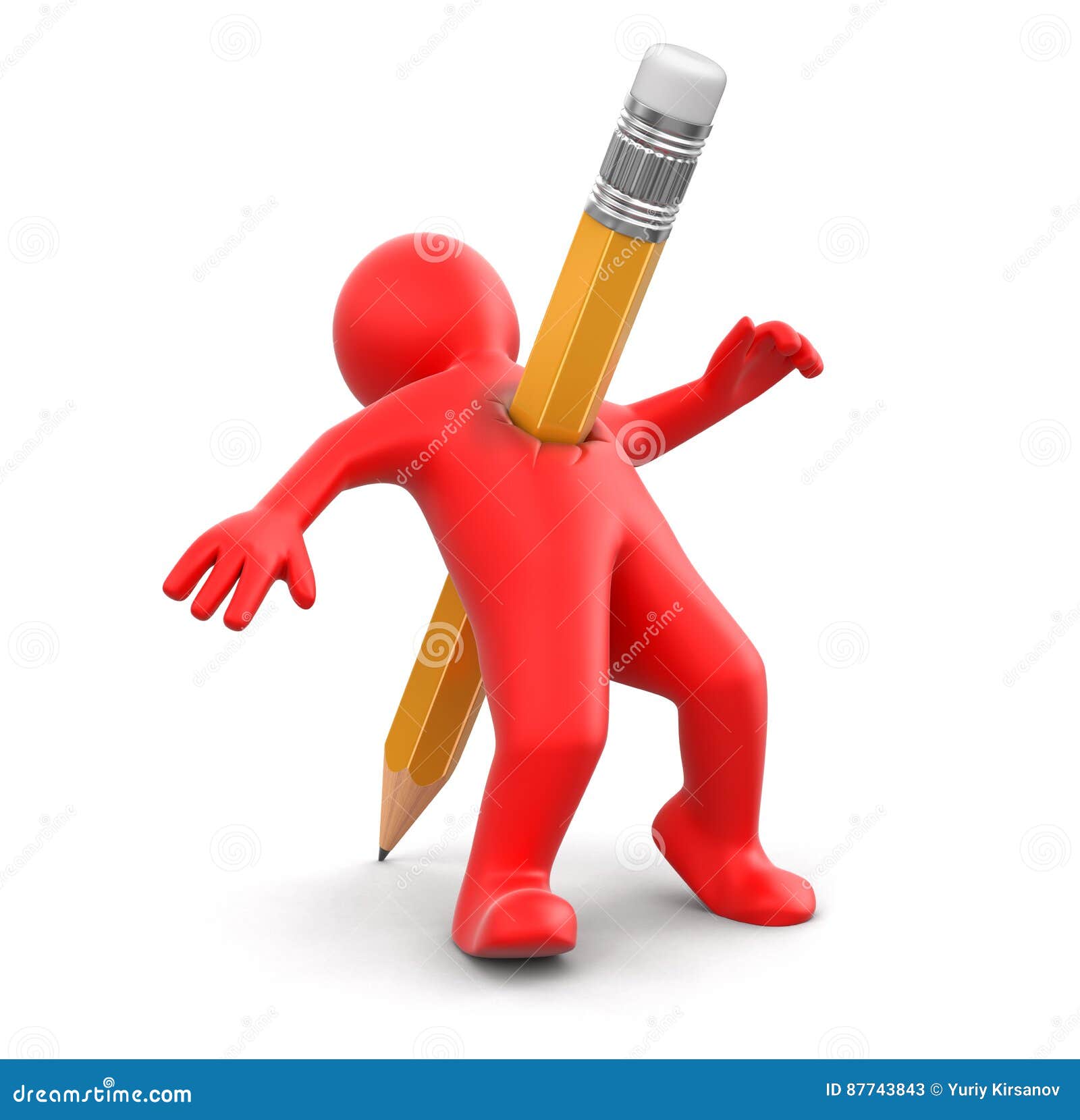 Man with pencil stock illustration. Illustration of creativity - 87743843