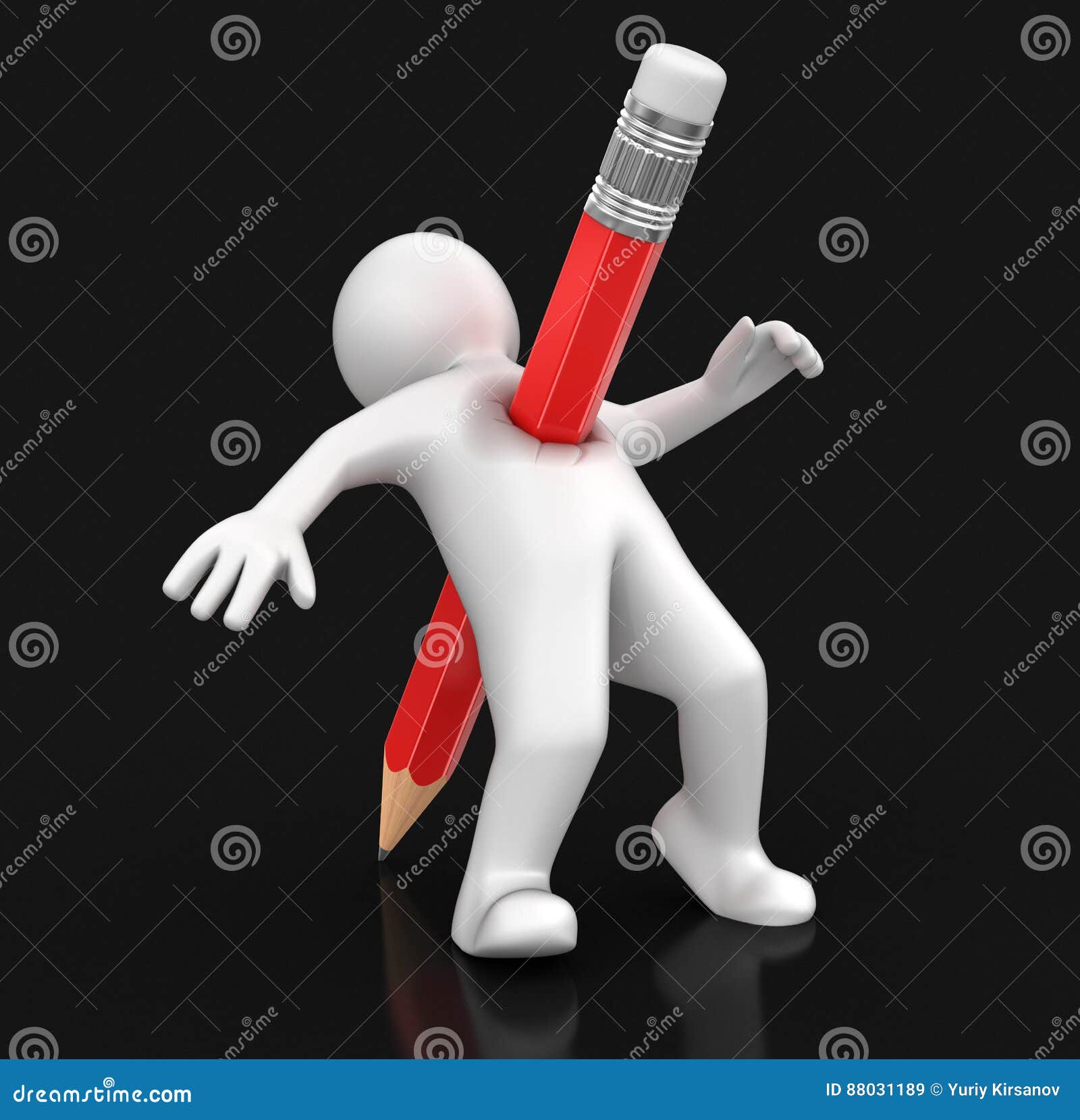Man with pencil stock illustration. Illustration of abstract - 88031189