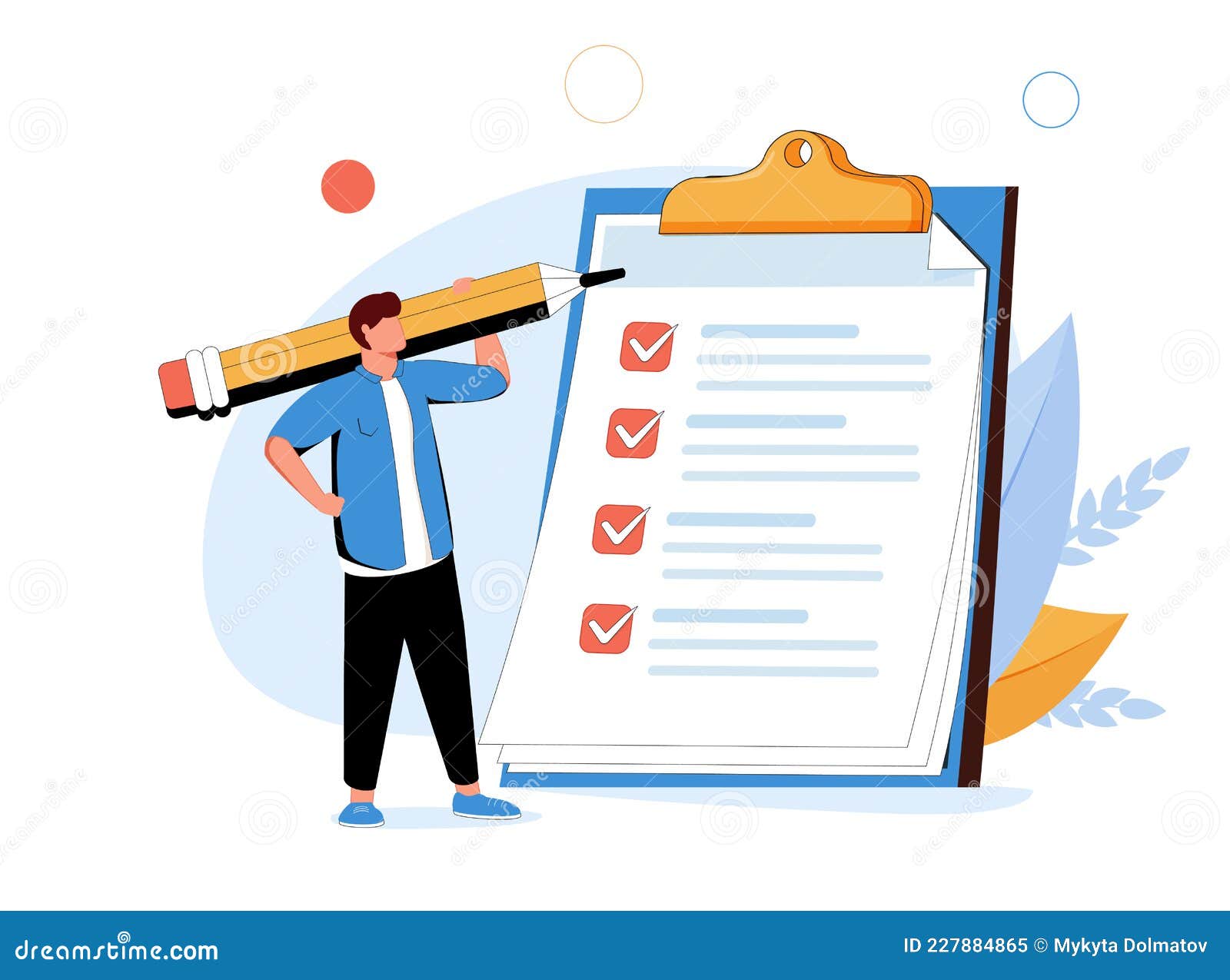 Man With Pencil Marking Completed Tasks On To-do List. Concept Of Time ...